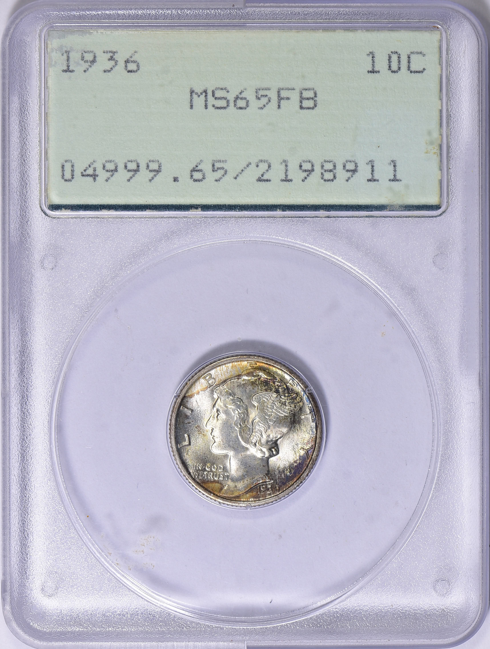 1936 Mercury Dime PCGS MS-65 FB OGH (1st Gen) (Item 1775346) | GreatCollections Coin Auctions