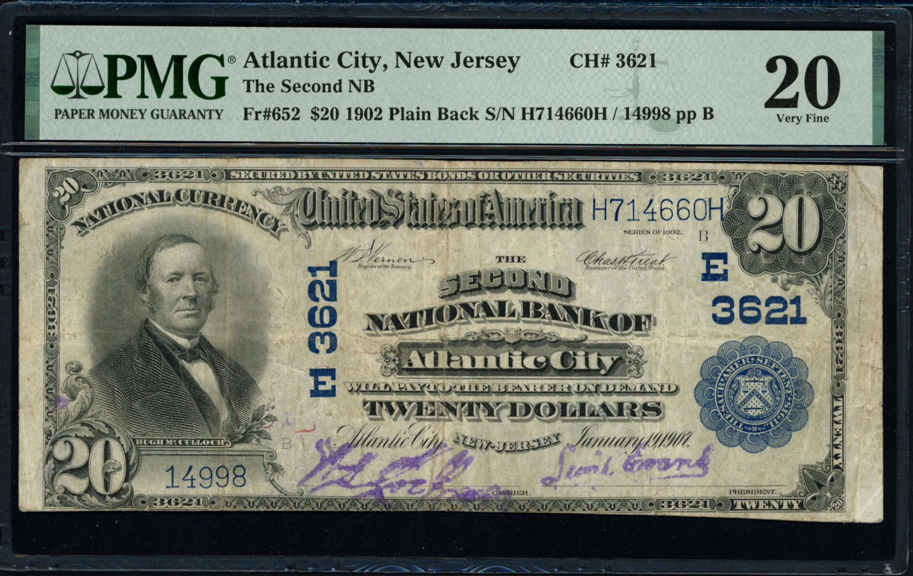 Fr. 652 Atlantic City, New Jersey 1902 The Second National Bank $20 ...