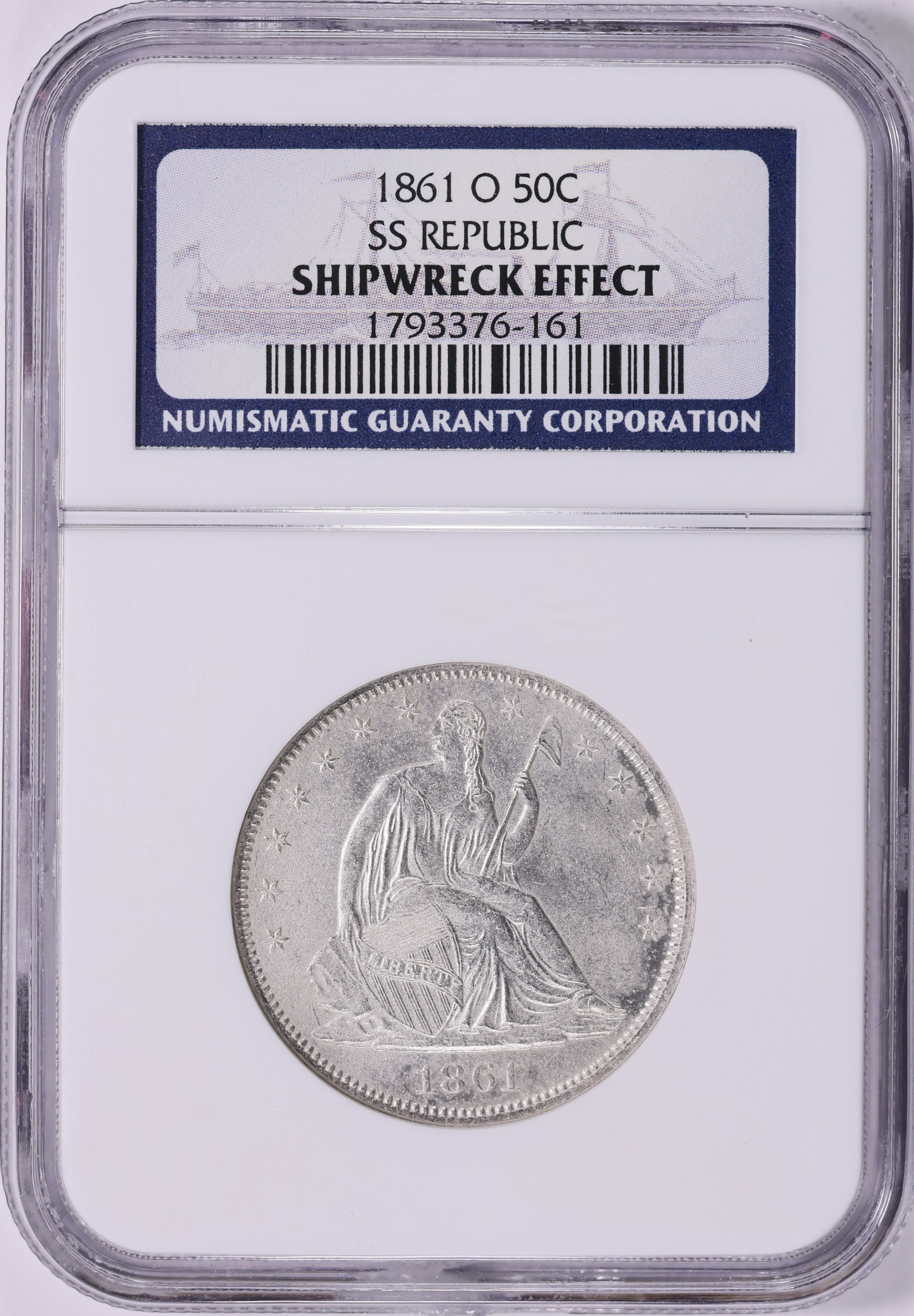 1861-O Seated Liberty Half Dollar Shipwreck S.S. Republic NGC Certified (With Display Box) (Item ...