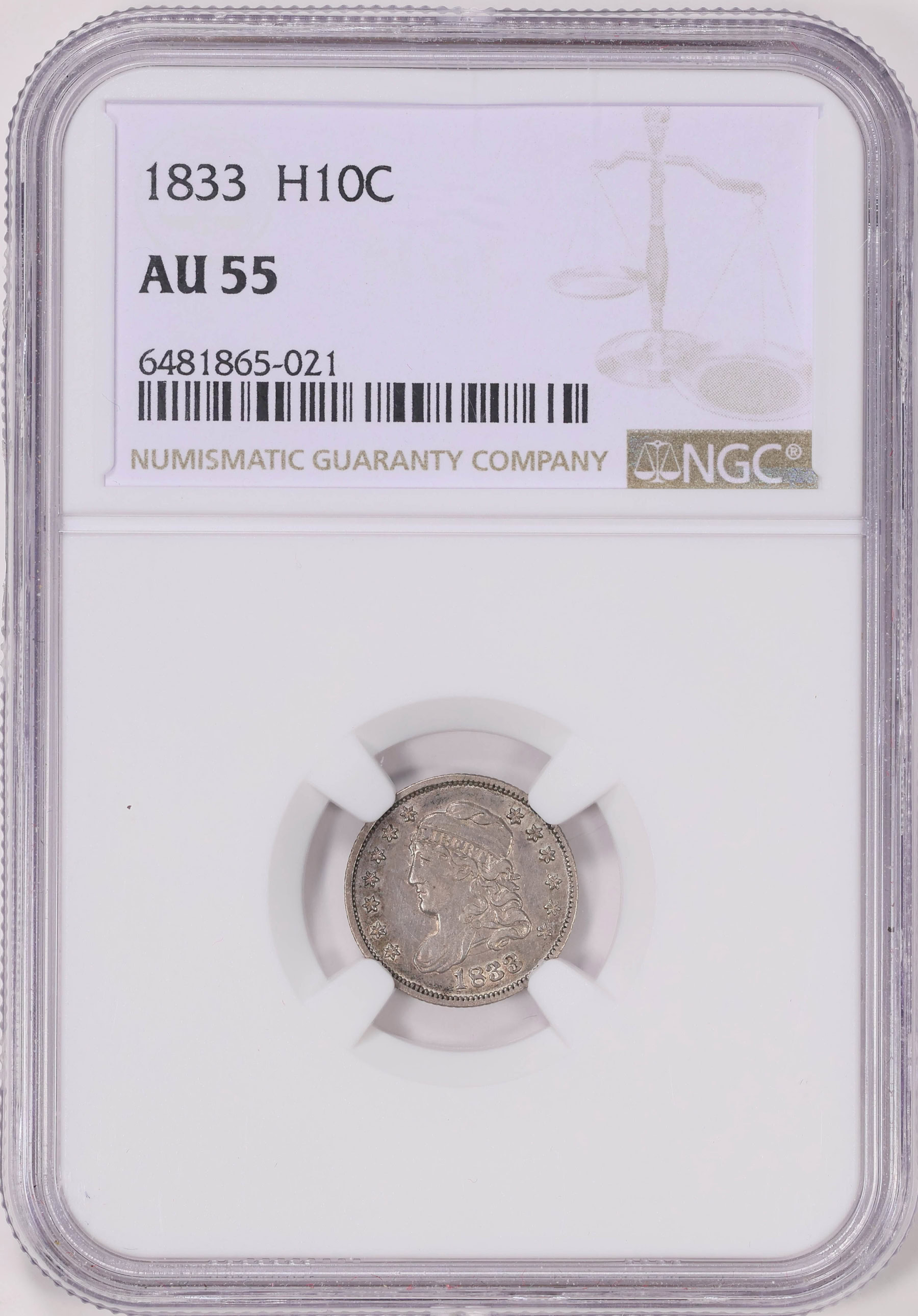 1833 Capped Bust Half Dime NGC AU-55 (Item 1775756) | GreatCollections ...