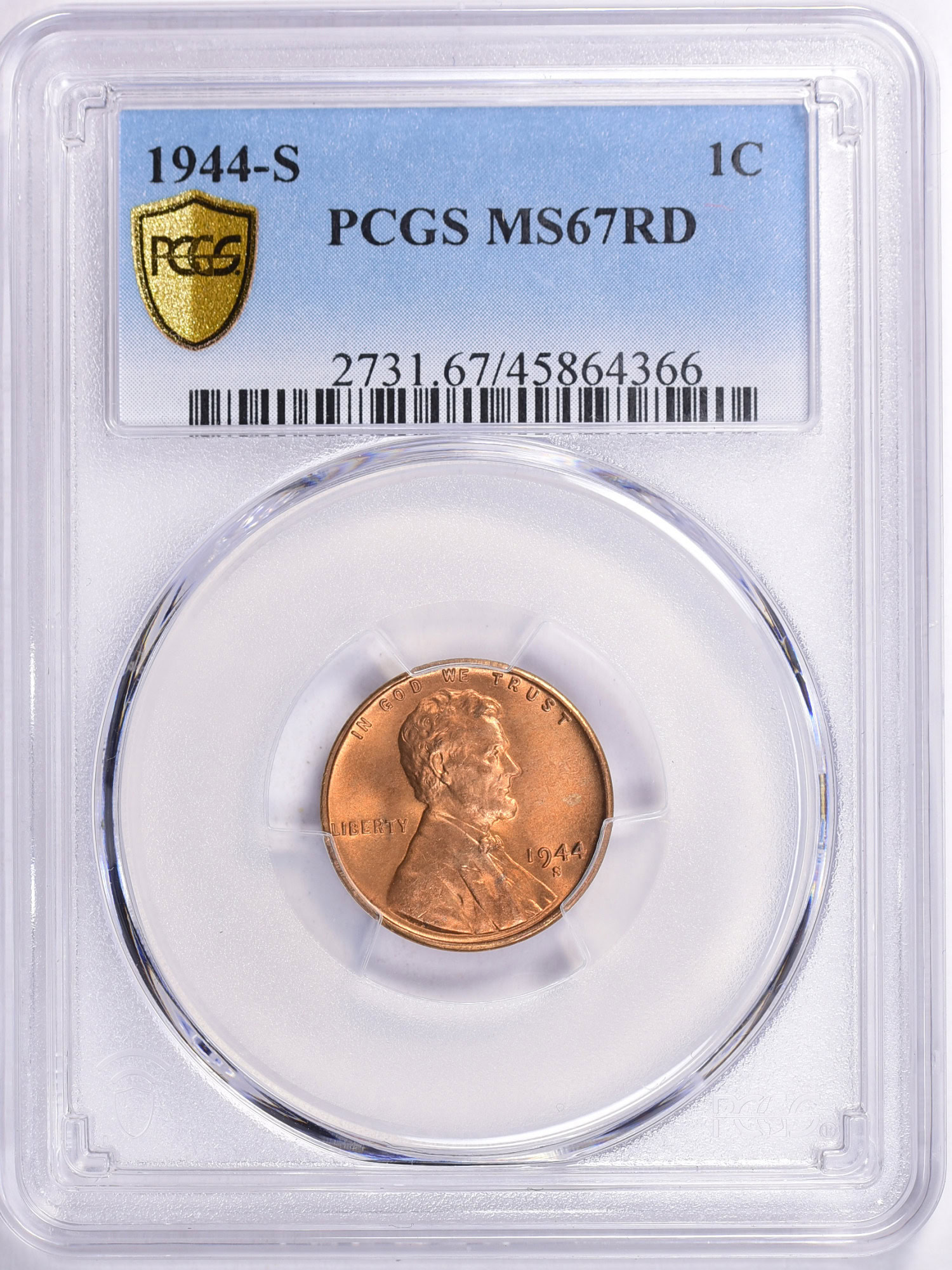 1944-S Lincoln Cent PCGS MS-67 RD (Item 1775849) | GreatCollections Coin Auctions