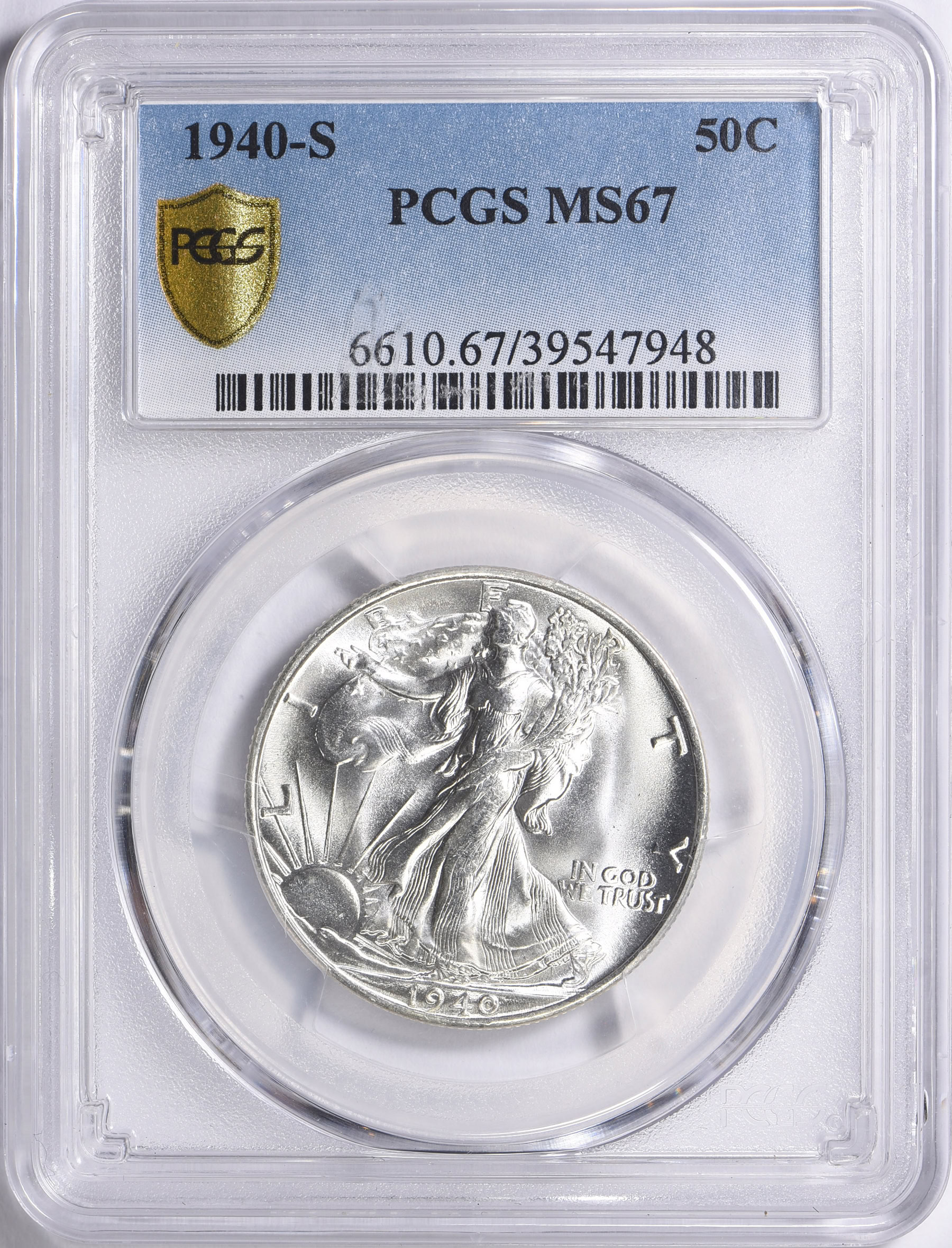 1940-S Walking Liberty Half Dollar PCGS MS-67 (Item 1775890) | GreatCollections Coin Auctions