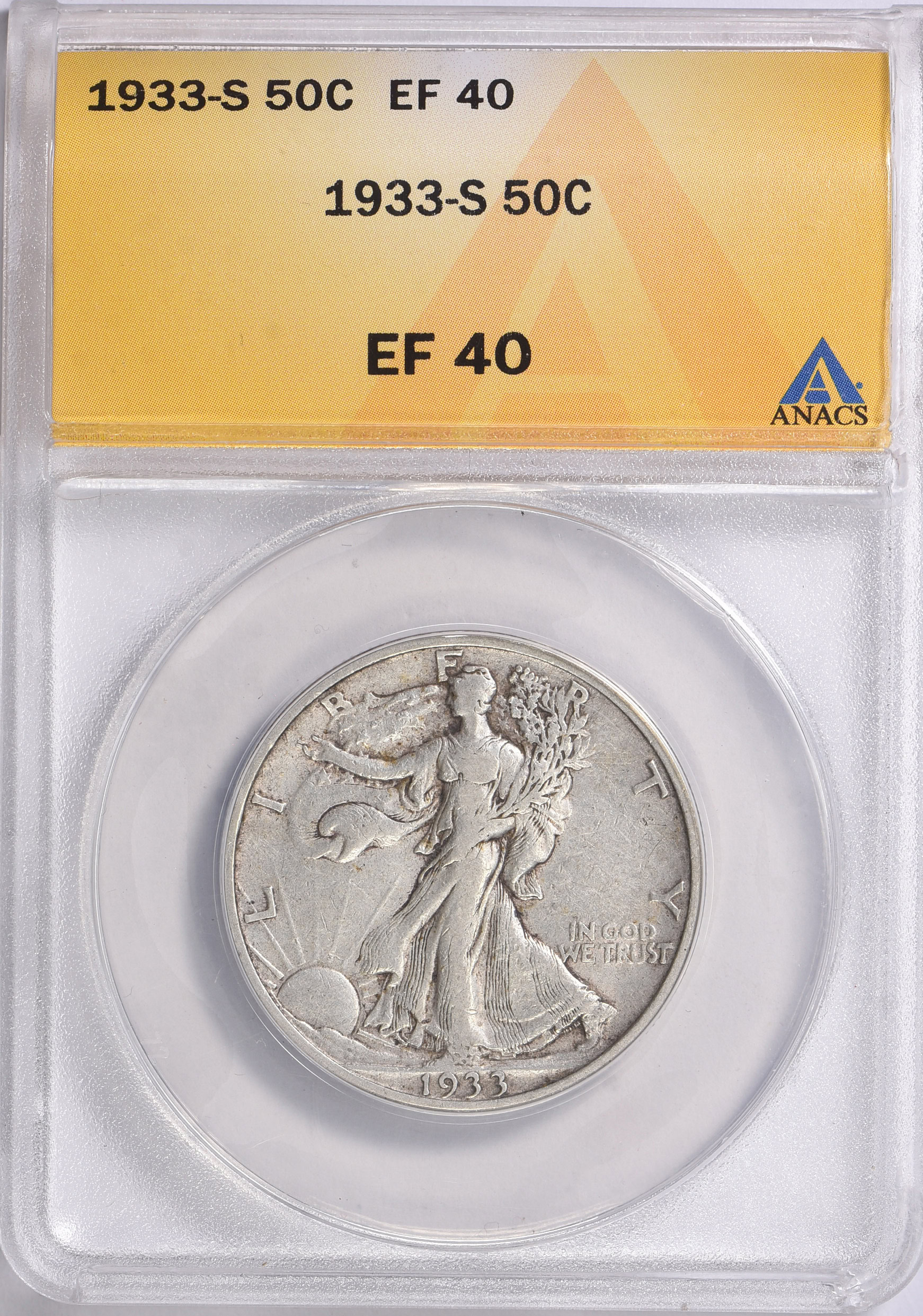 1933-S Walking Liberty Half Dollar ANACS XF-40 (Item 1775897) | GreatCollections Coin Auctions