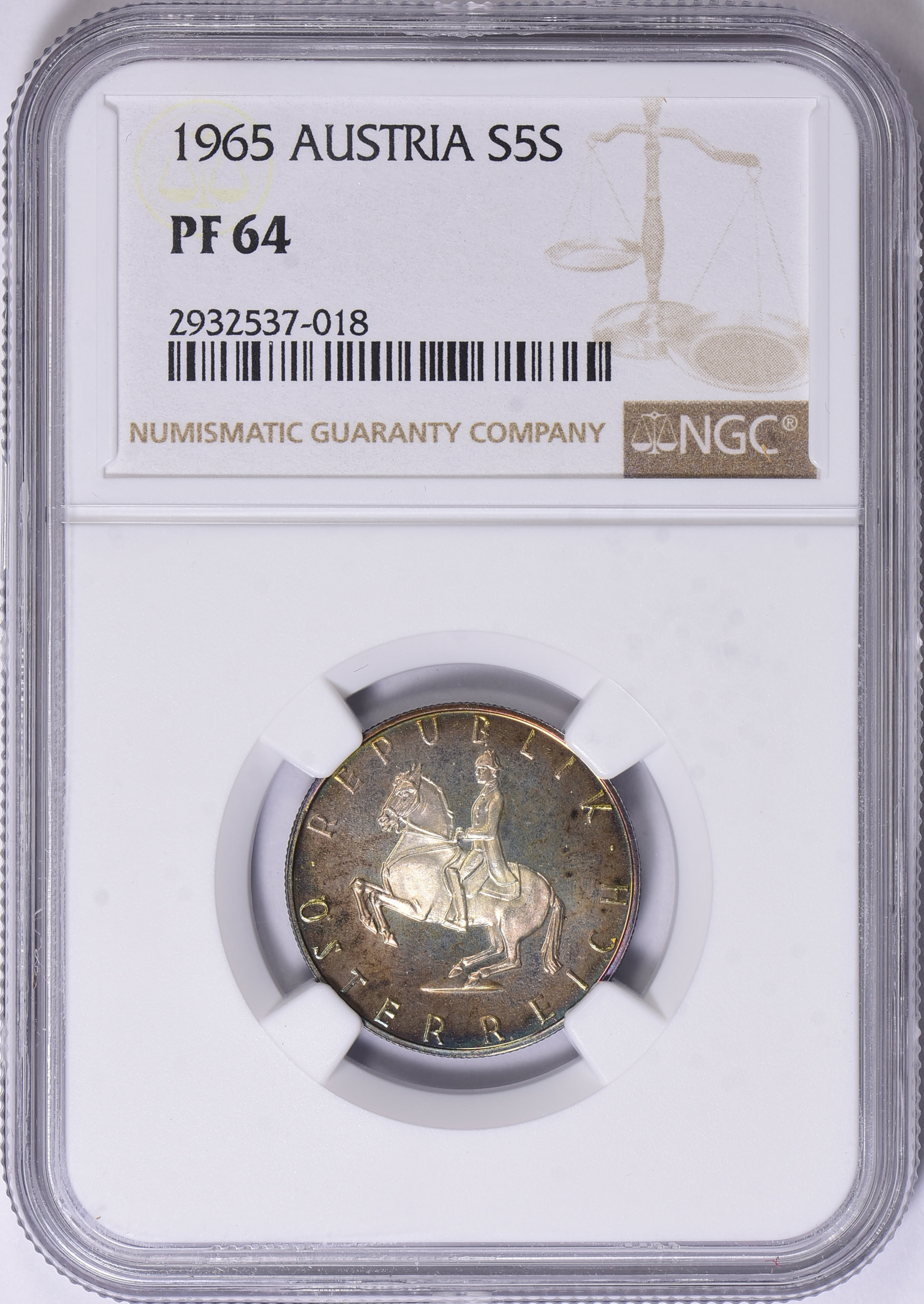 Austria 1965 Silver 5 Schilling KM-2889 NGC Proof-64 (Toned) (Item ...