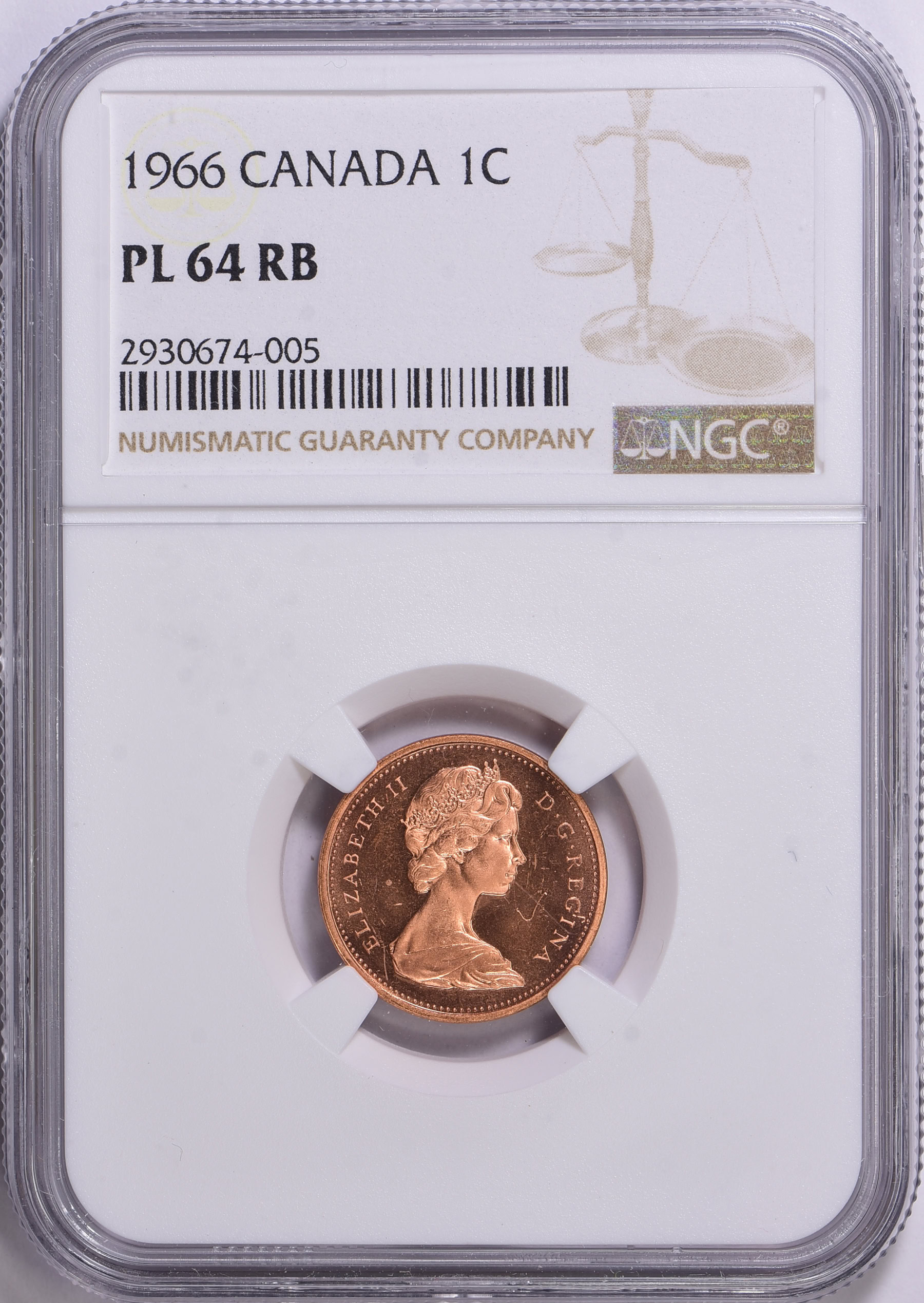 Canada 1966 Cent KM-59.1 NGC PL-64 RB (Item 1775969) | GreatCollections ...