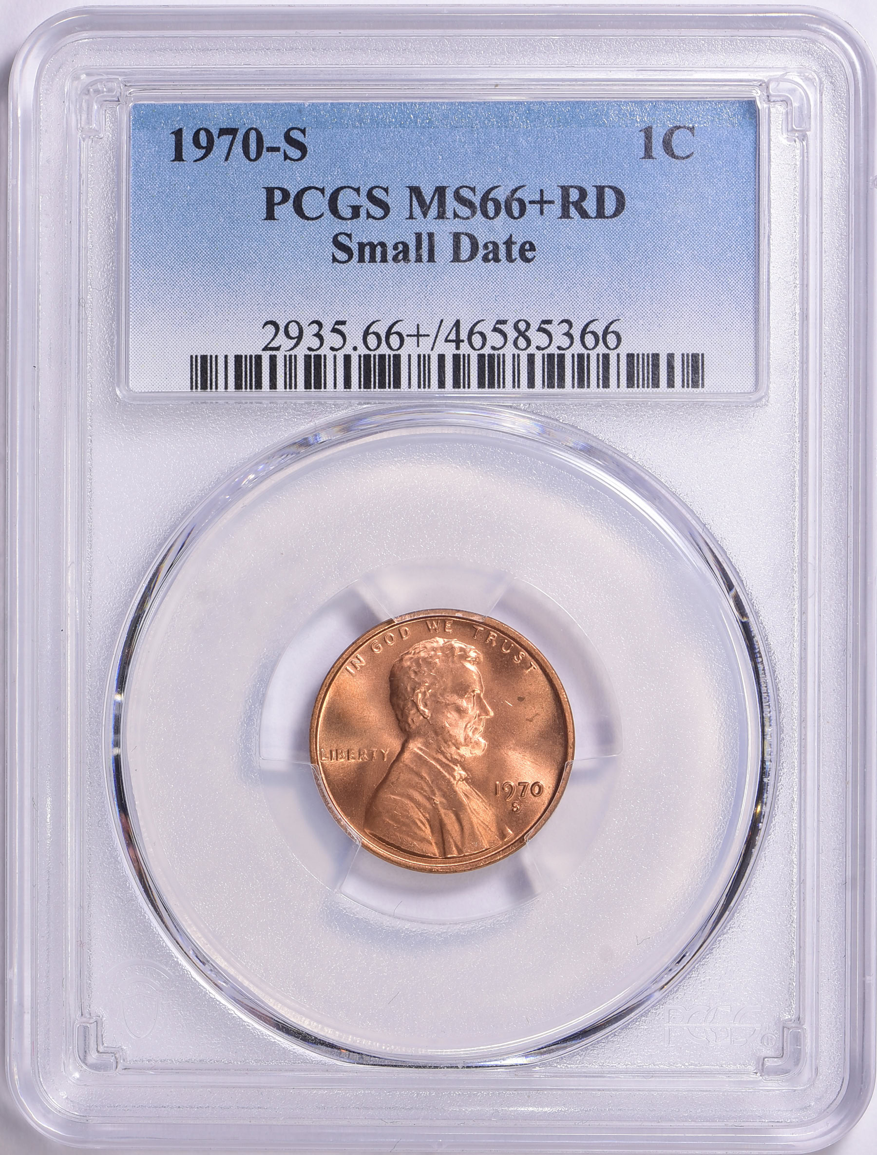 1970-S Lincoln Cent Small Date PCGS MS-66+ RD (Item 1776050 ...