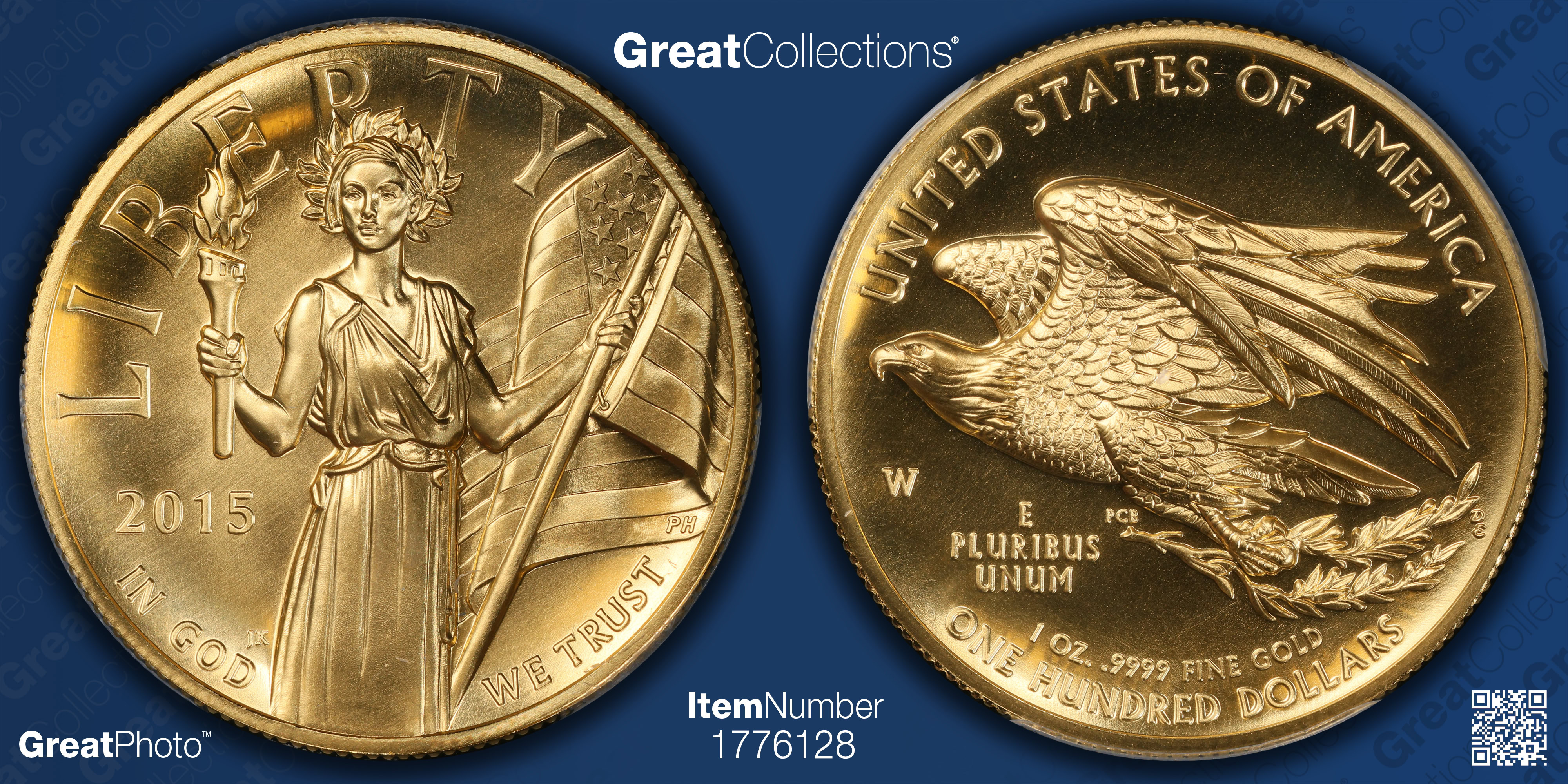 2015-W America Liberty High Relief $100 Gold First Strike PCGS MS-70 PL ...