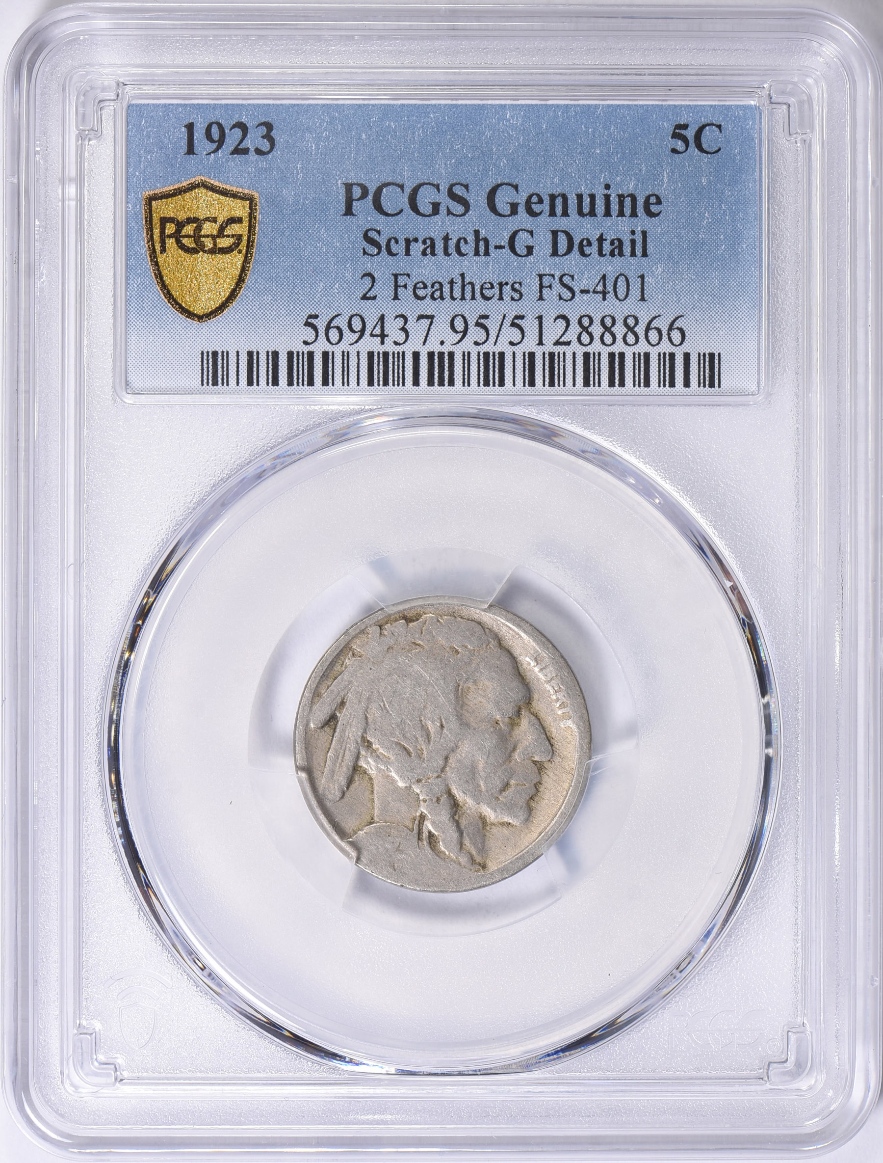 1923 Buffalo Nickel 2 Feathers FS-401 PCGS Genuine Good Details (Item ...