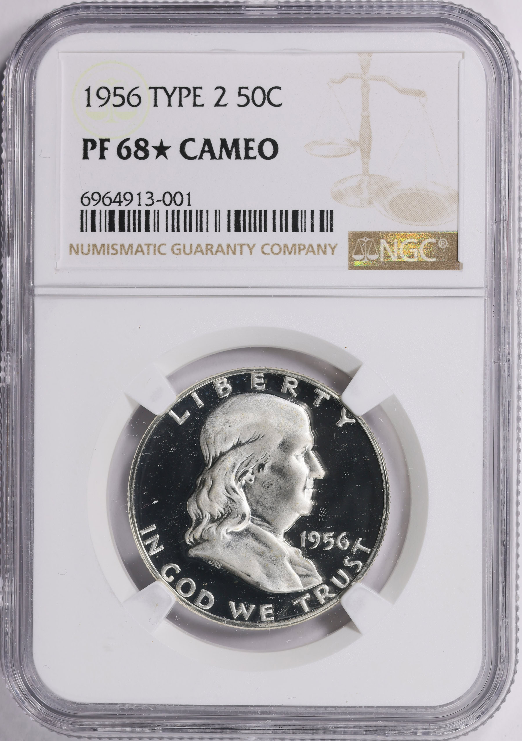 1956 Franklin Half Dollar Type 2 NGC Proof-68 ★ CAMEO (Item 1776273) | GreatCollections Coin ...