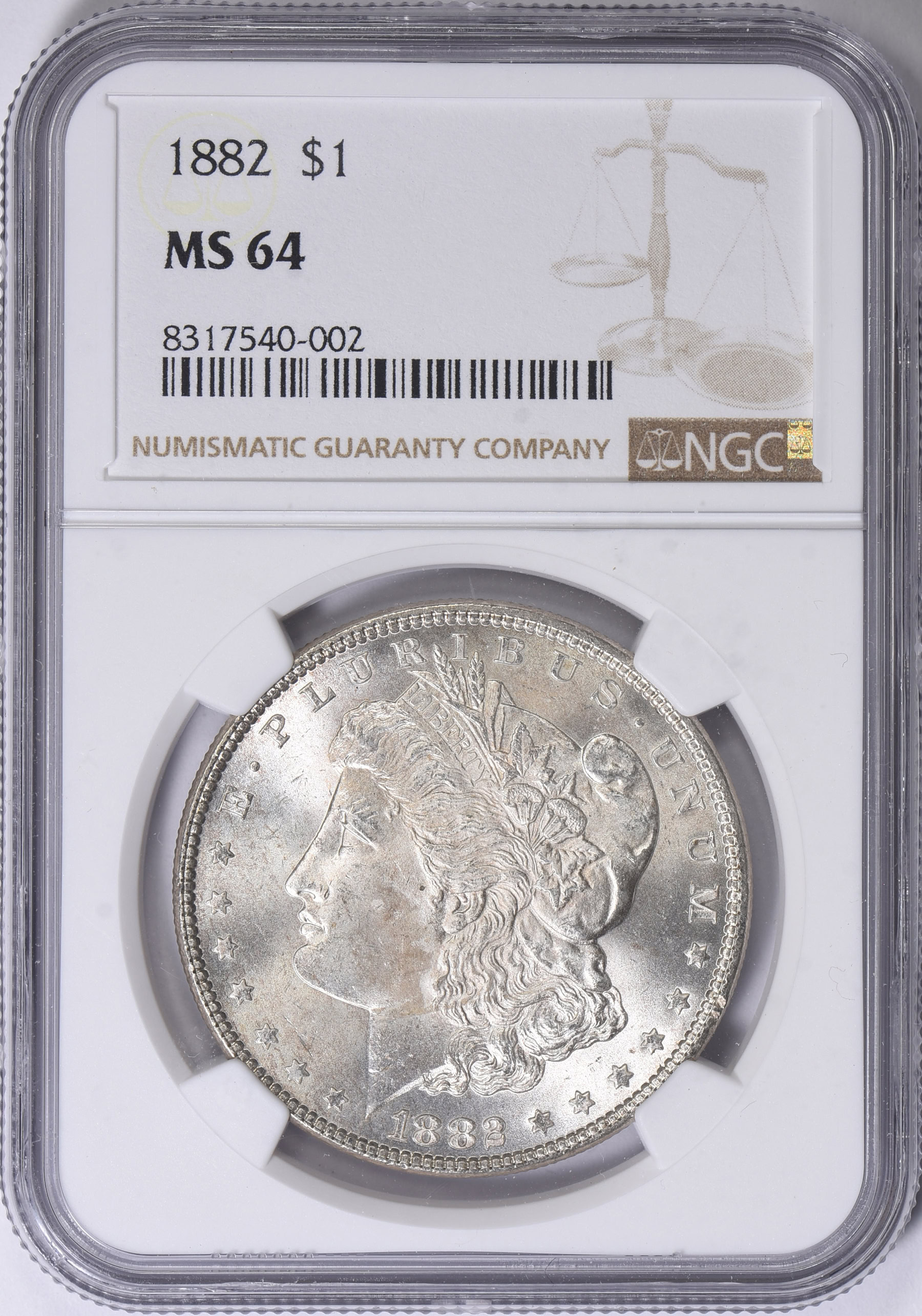 1882 Morgan Silver Dollar NGC MS-64 (Item 1776289) | GreatCollections Coin Auctions