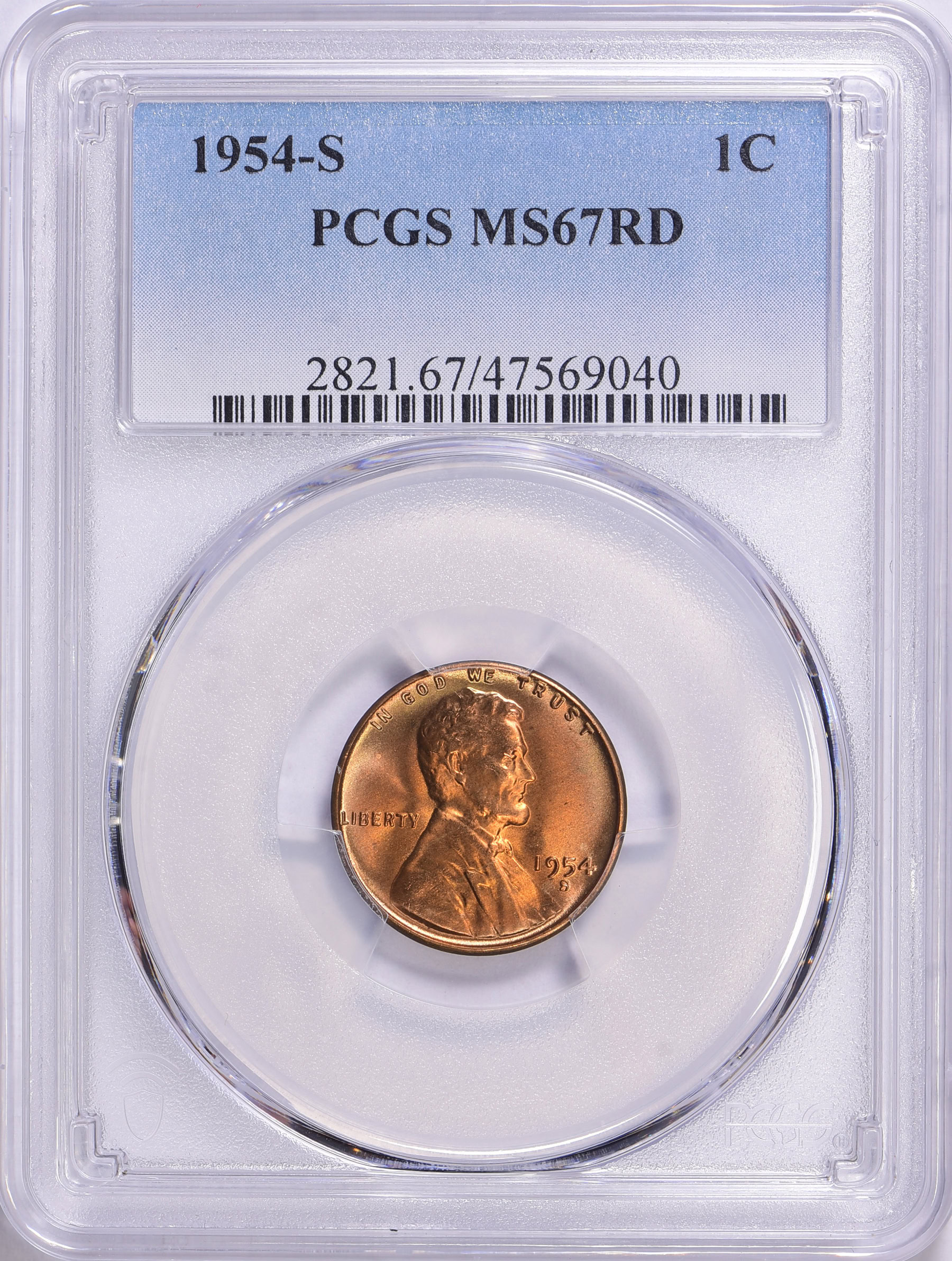 1954-S Lincoln Cent PCGS MS-67 RD (Item 1776304) | GreatCollections Coin Auctions