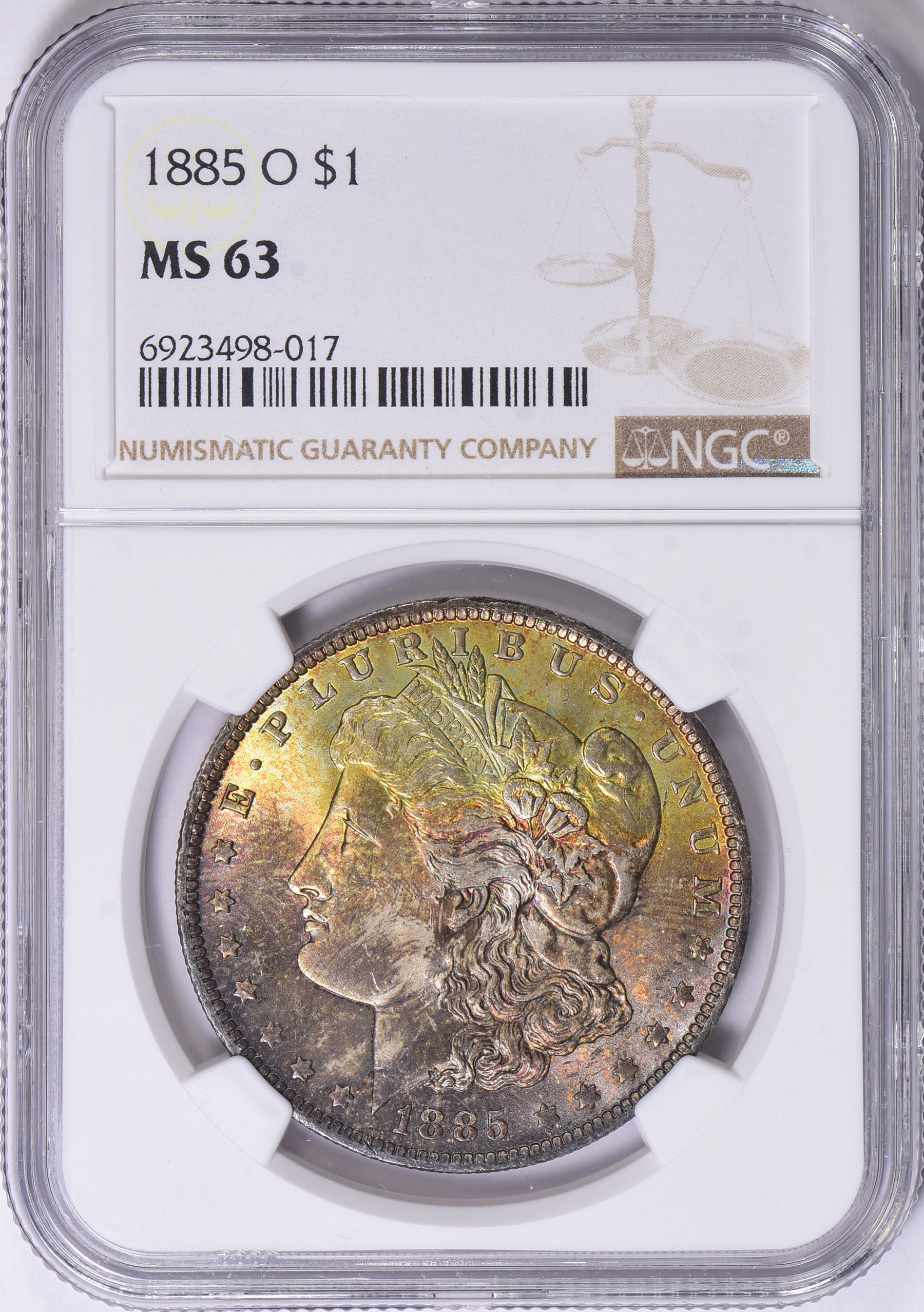 1885-O Morgan Silver Dollar NGC MS-63 (Toned) (Item 1776349) | GreatCollections Coin Auctions