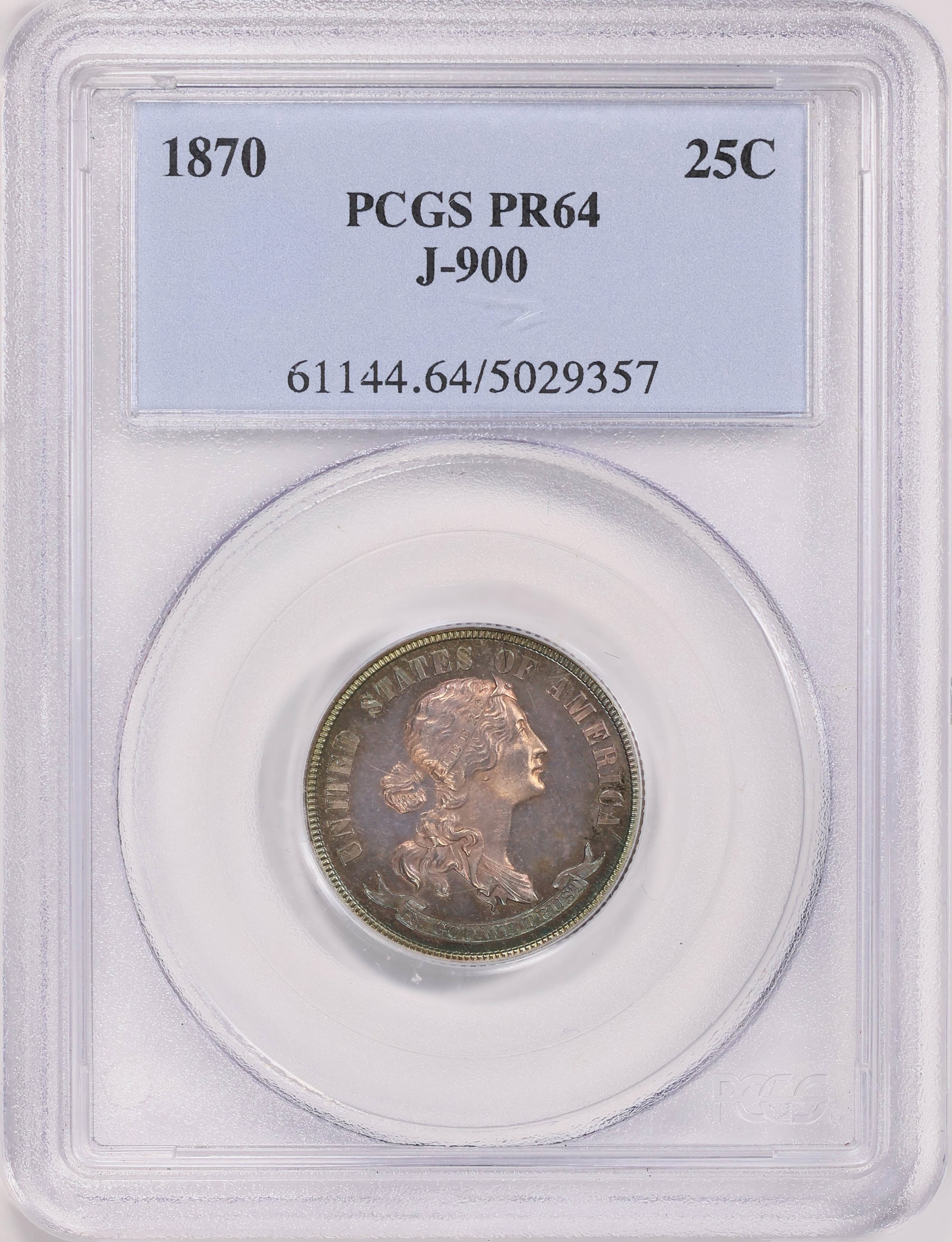 Pattern 1870 25c J-900 PCGS Proof-64 (Toned) (Item 1776361) | GreatCollections Coin Auctions