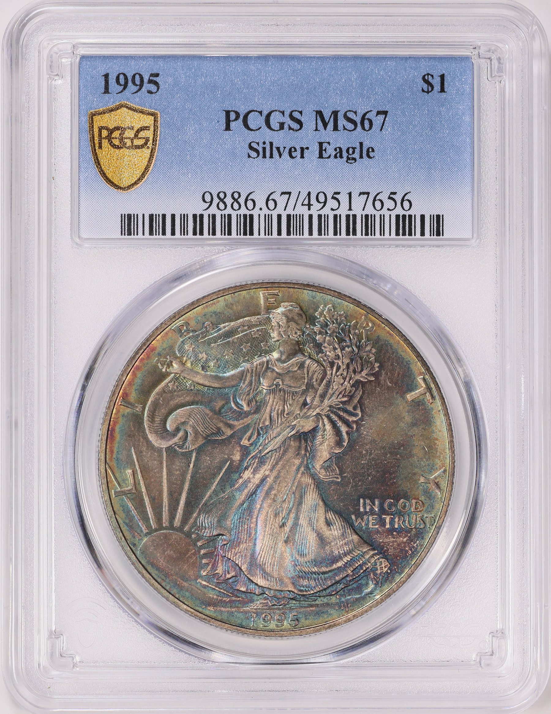 1995 $1 Silver Eagle PCGS MS-67 (Toned) (Item 1776377 ...