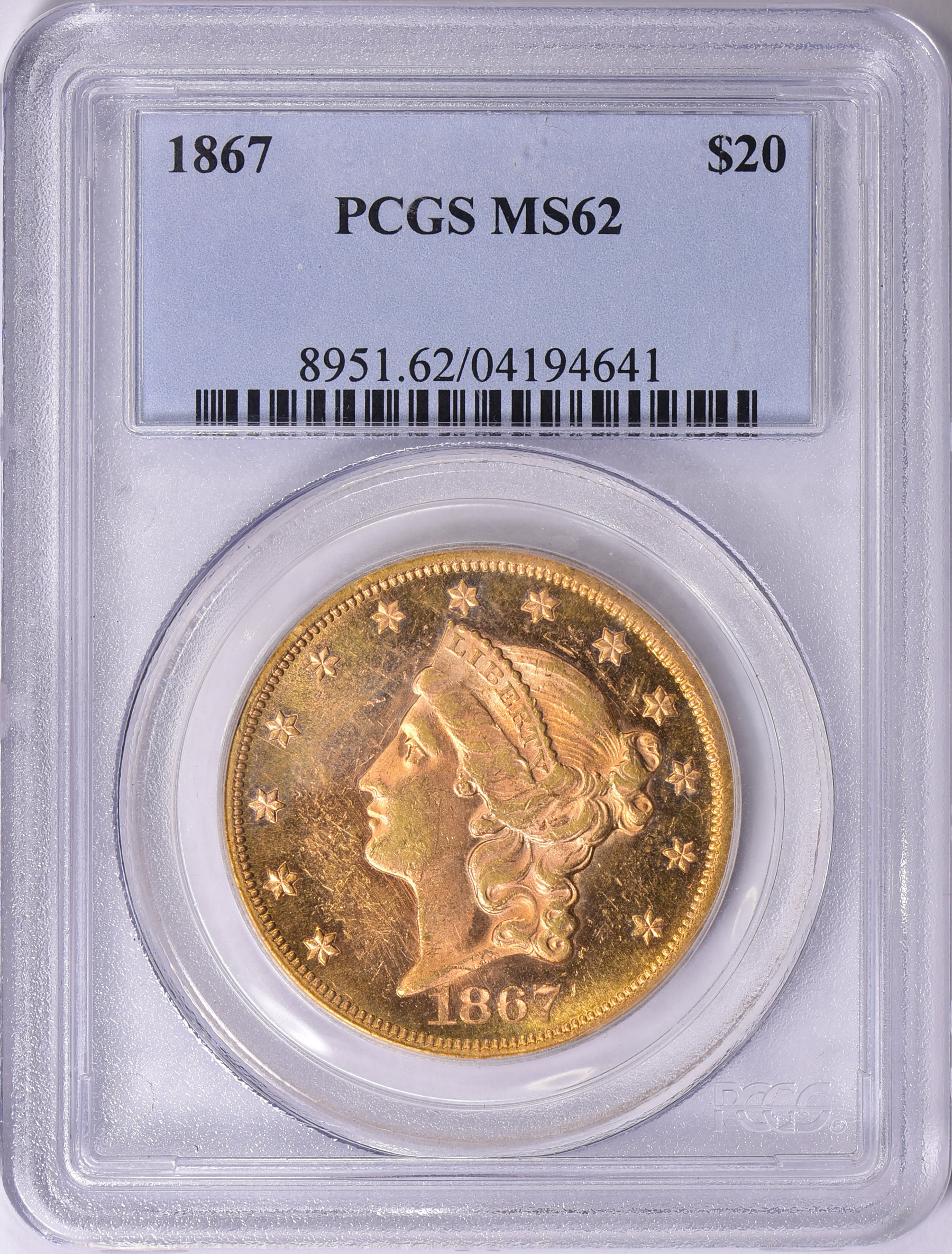 1867 Liberty Gold Double Eagle PCGS MS-62 (Item 1776403) | GreatCollections Coin Auctions