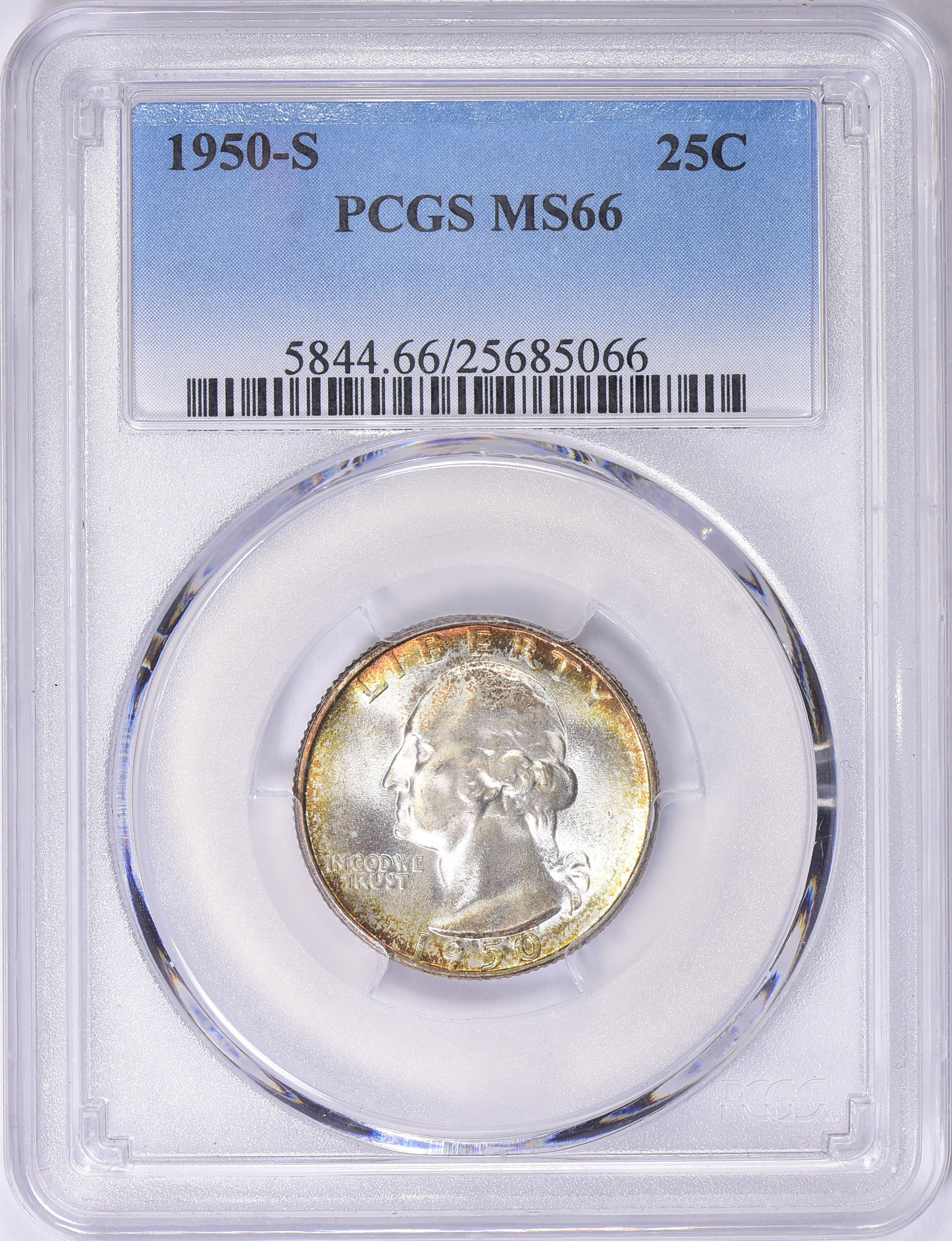 1950-S Washington Quarter PCGS MS-66 (Toned) (Item 1776498) | GreatCollections Coin Auctions
