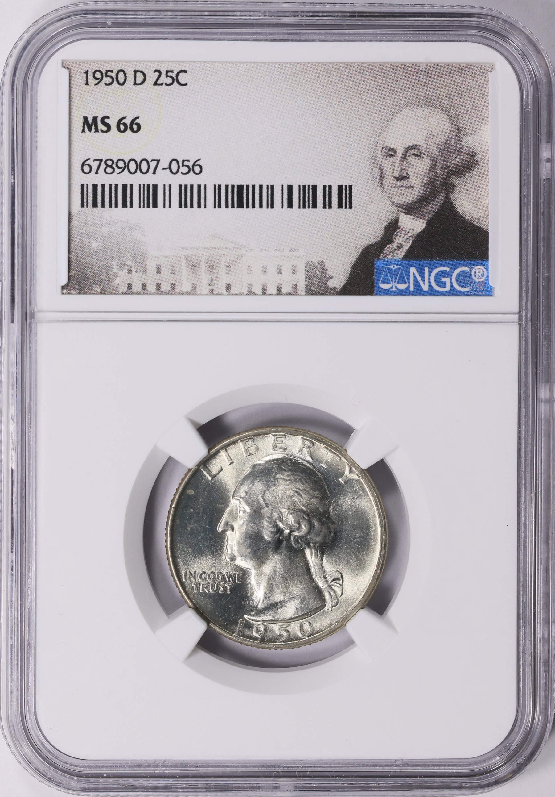 1950-D Washington Quarter NGC MS-66 (Washington Label) (Item 1776508) | GreatCollections Coin ...