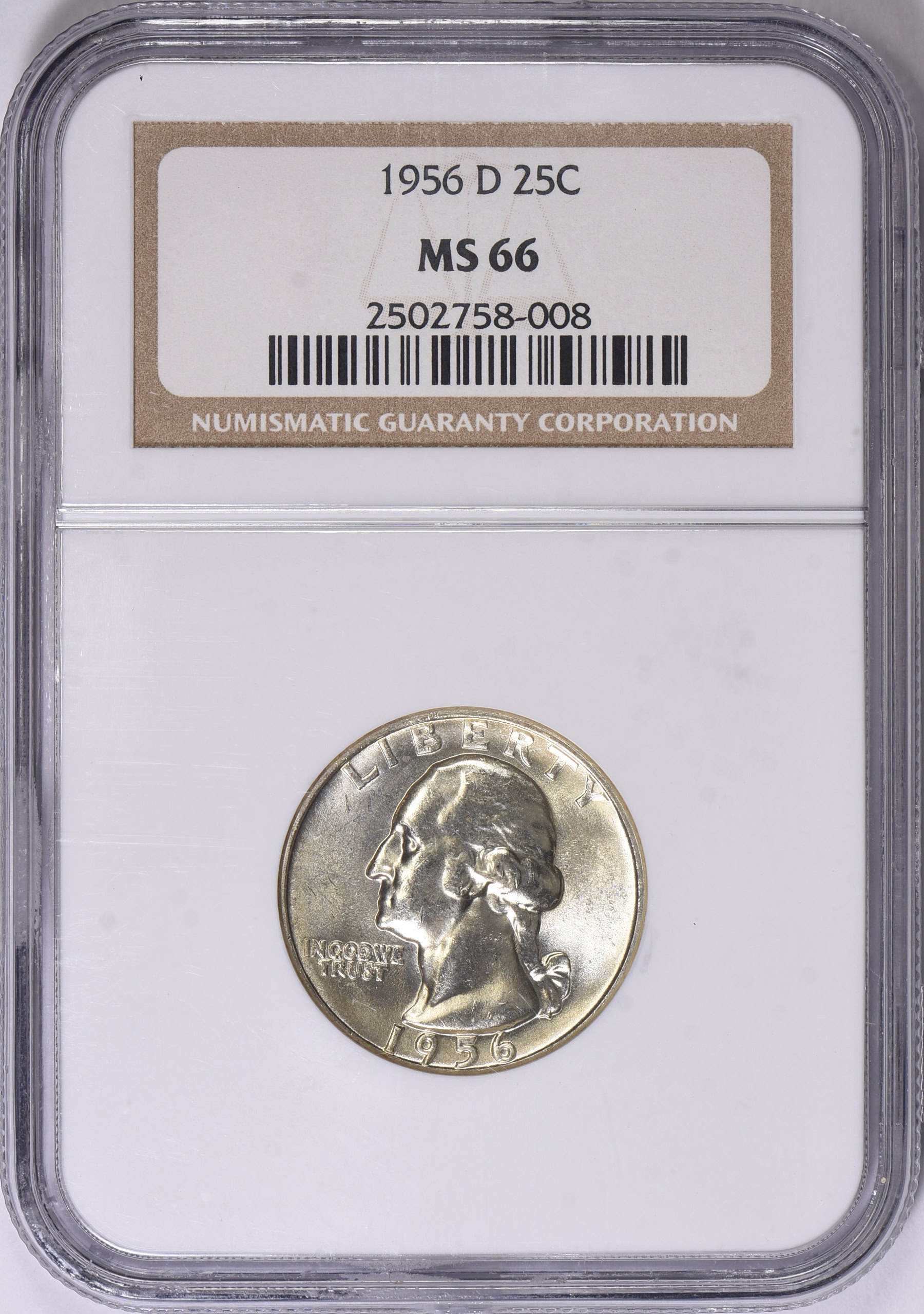 1956-D Washington Quarter NGC MS-66 (Item 1776512) | GreatCollections Coin Auctions
