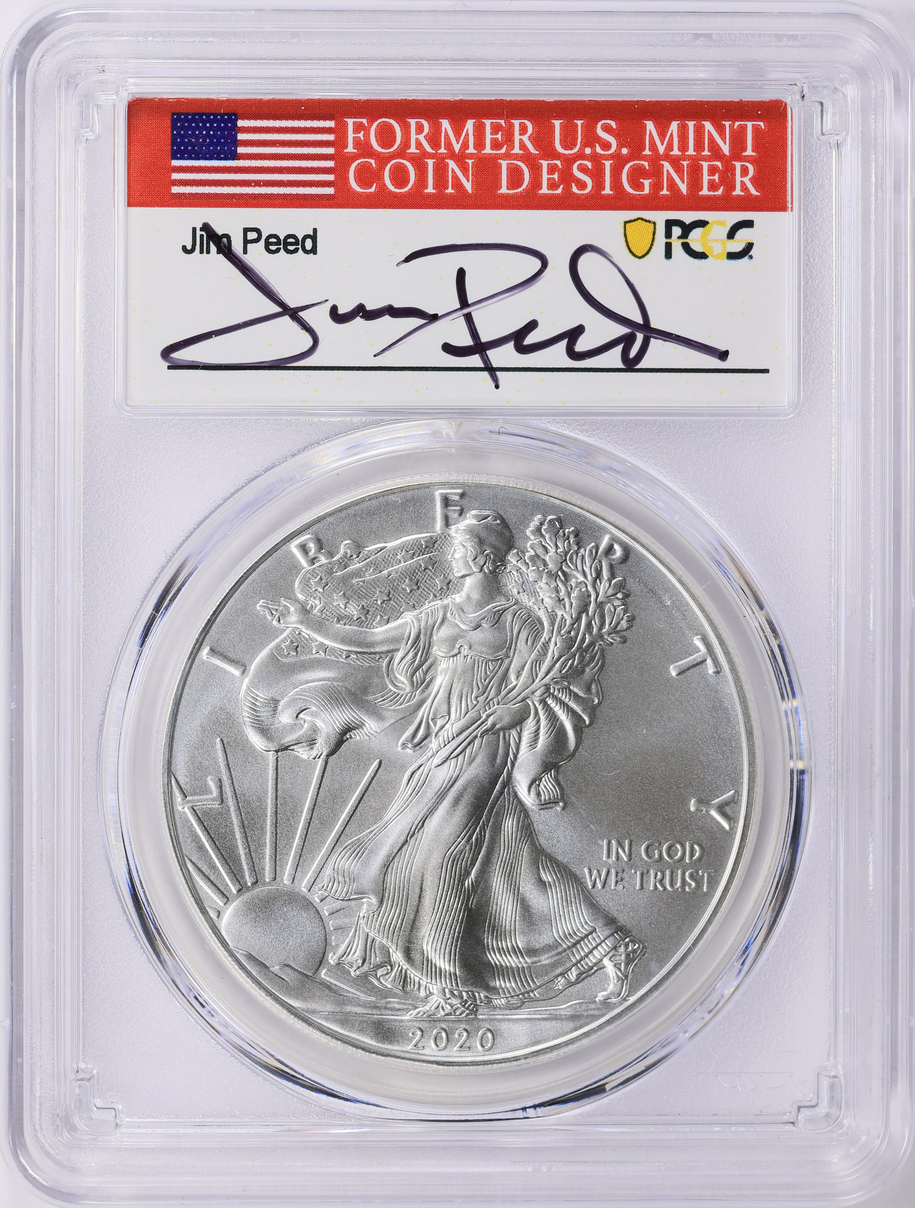 2020 $1 Silver Eagle First Day of Issue PCGS MS-70 (Jim Peed Signed ...