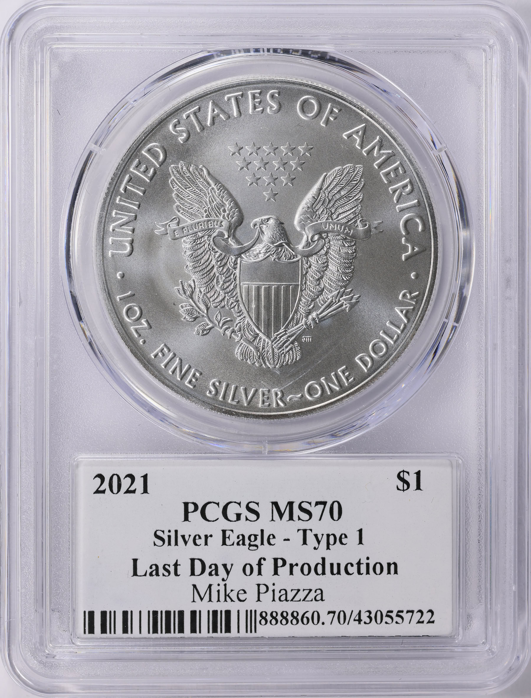 2021 $1 Silver Eagle Type 1 Last Day of Production PCGS MS-70 (Mike ...