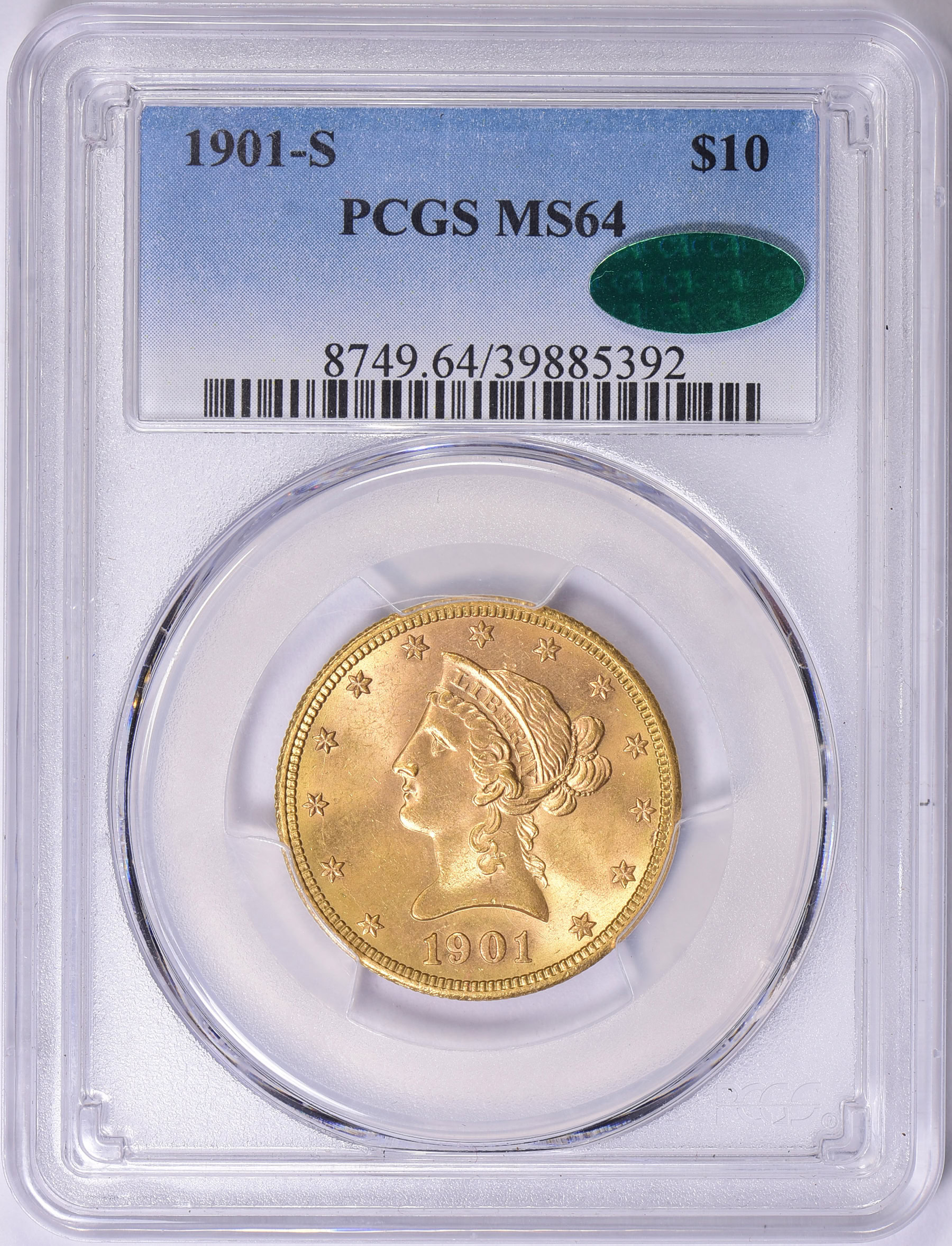 1901-S Liberty Gold Eagle PCGS MS-64 (CAC Green) (Item 1776779) | GreatCollections Coin Auctions
