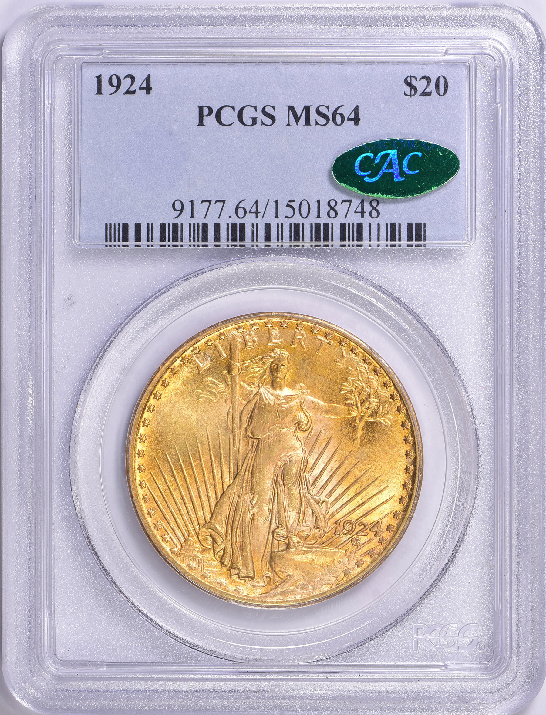 1924 Saint-Gaudens Gold Double Eagle PCGS MS-64 (CAC Green) (Item 1776787) | GreatCollections ...