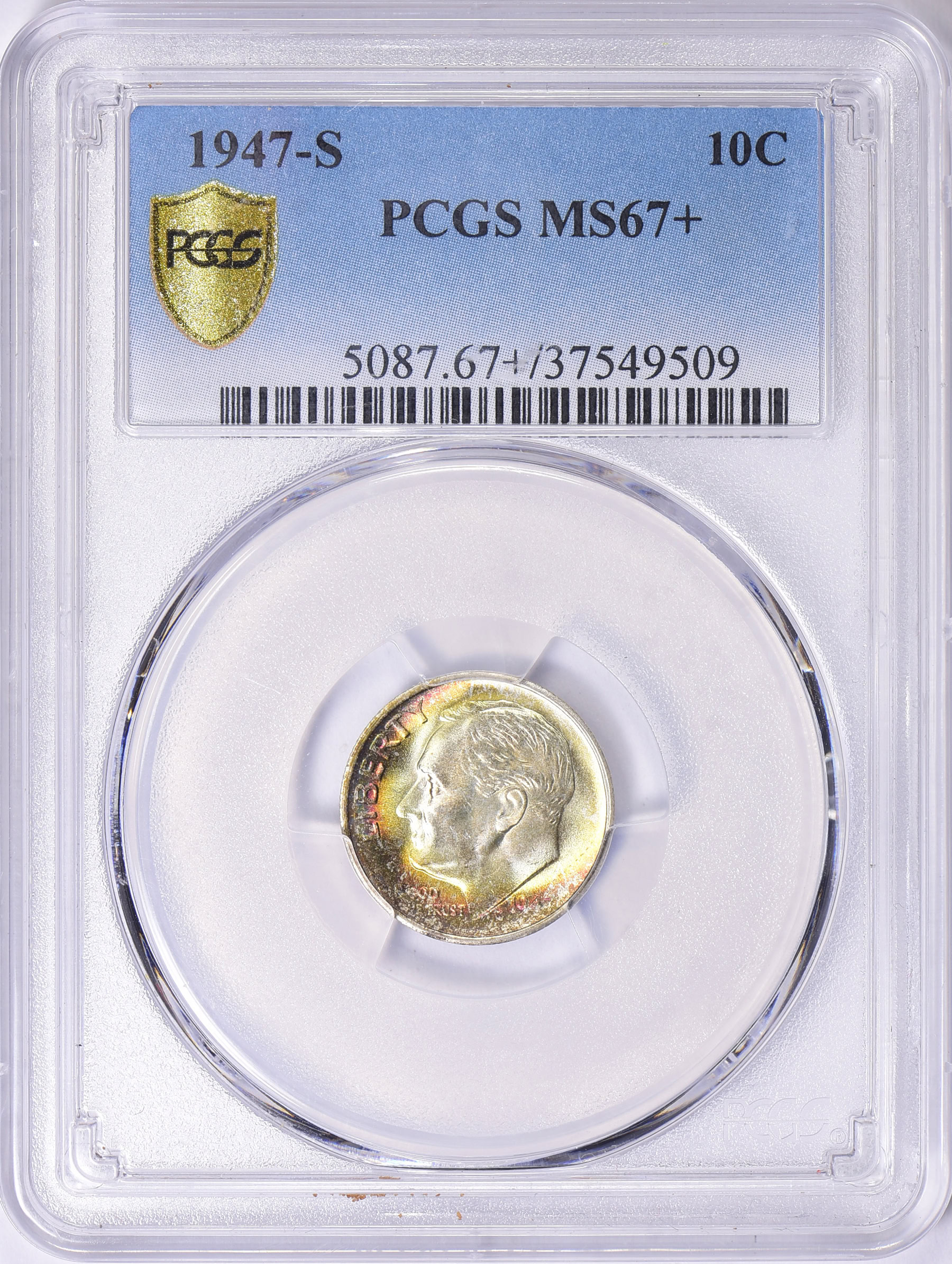 1947-S Roosevelt Dime PCGS MS-67+ (Toned) (Item 1776828) | GreatCollections Coin Auctions