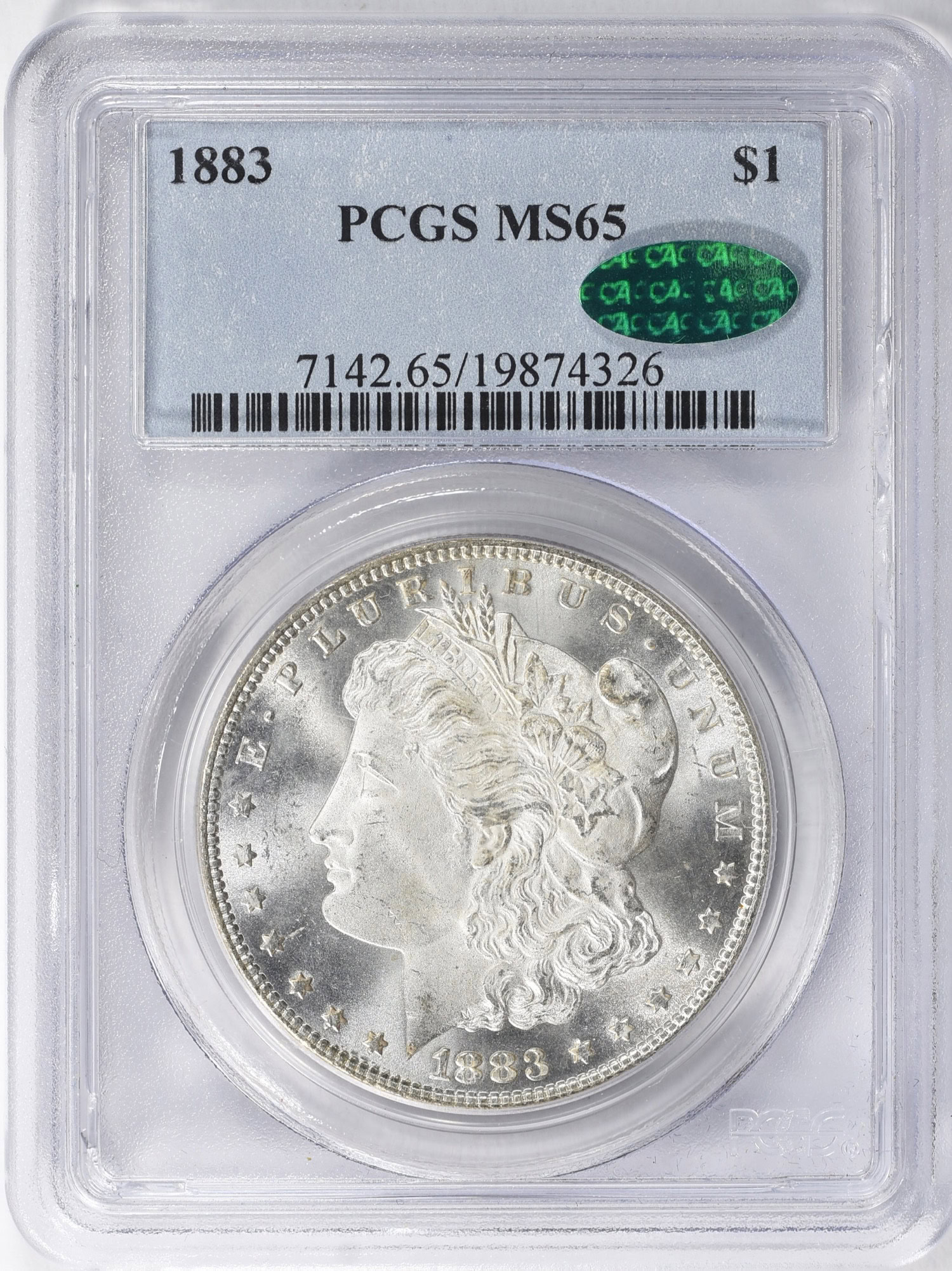1883 Morgan Silver Dollar PCGS MS-65 (CAC Green) (Item 1776849) | GreatCollections Coin Auctions