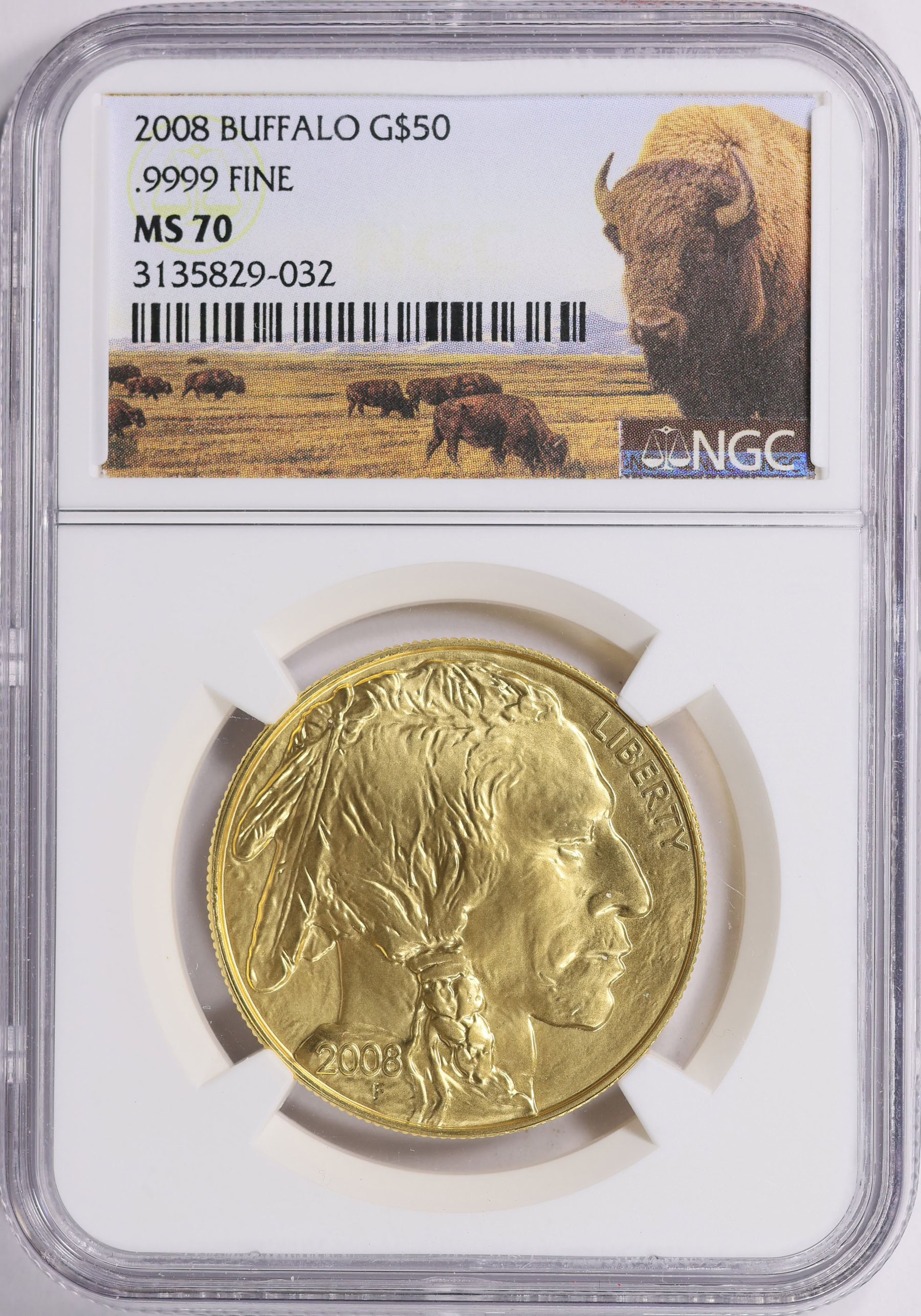 2008 $50 One-Ounce Gold American Buffalo NGC MS-70 (Item 1776857) | GreatCollections Coin Auctions