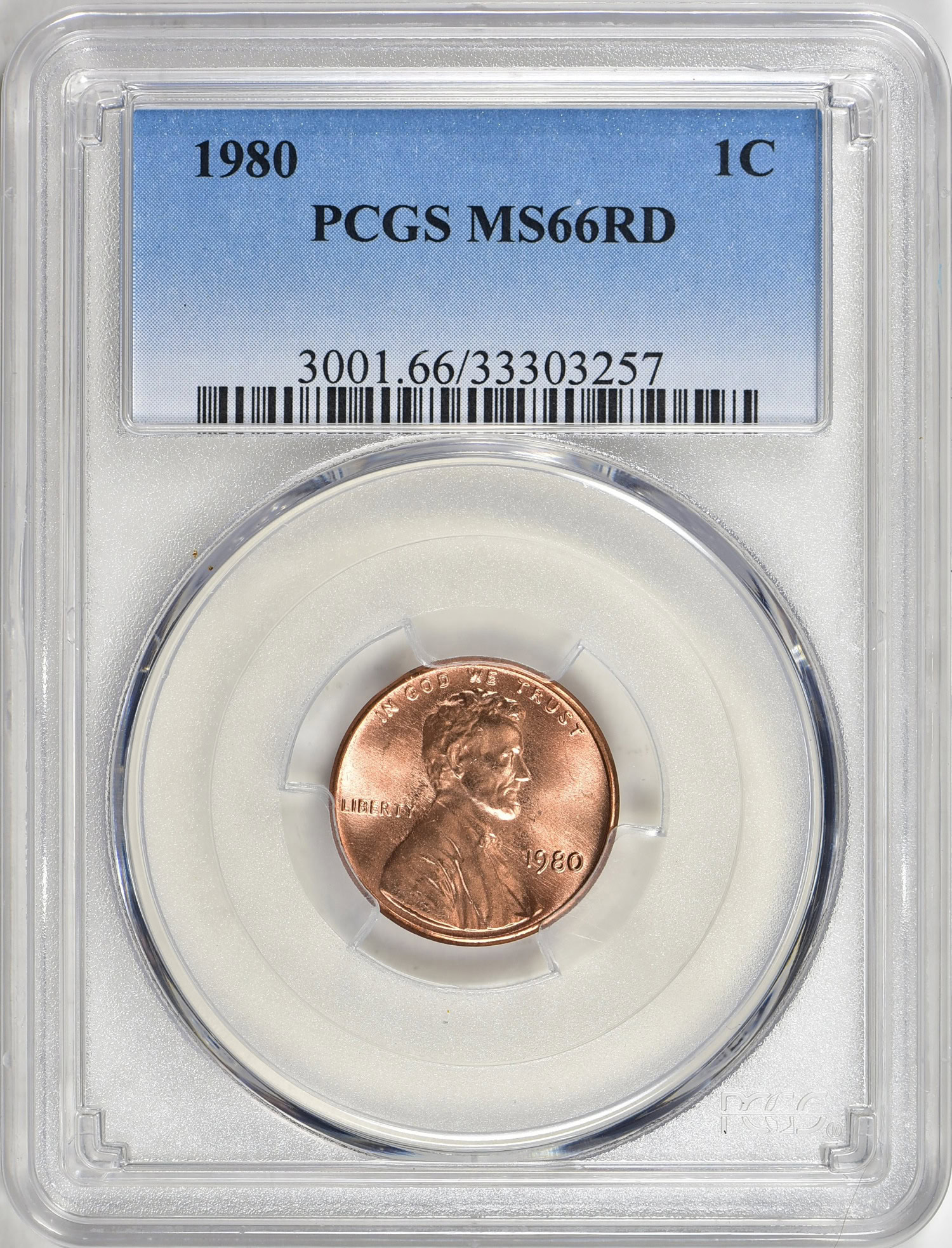 1980 Lincoln Cent PCGS MS-66 RD (Item 1776911) | GreatCollections Coin ...