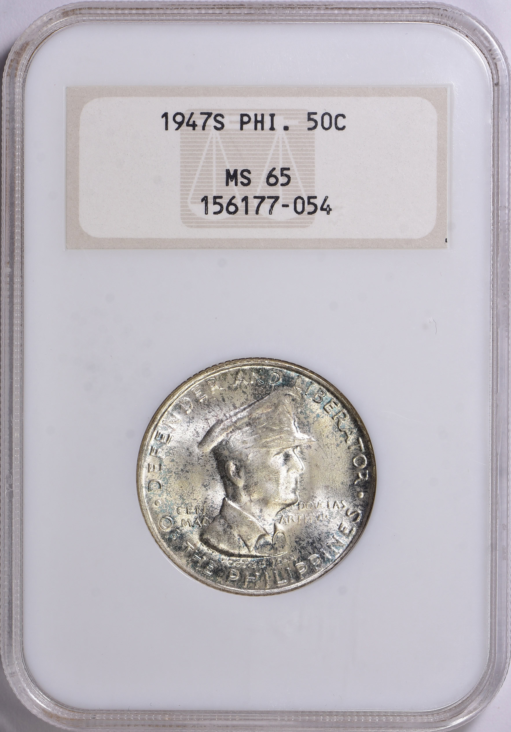 1947-S U.S. Philippines Fifty Centavos MacArthur NGC MS-65 OH (Item 1776959) | GreatCollections ...
