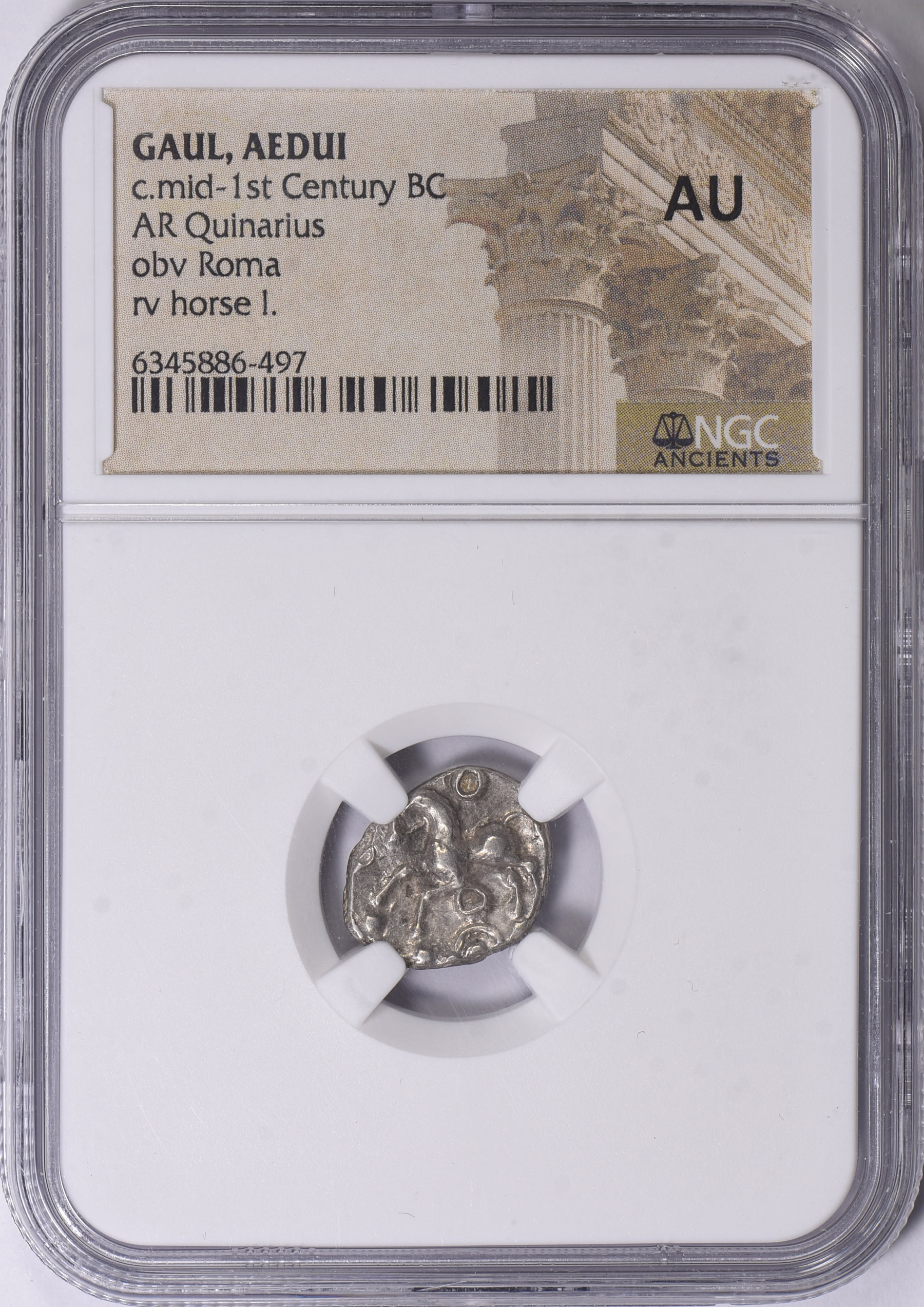 Ancient Gaul, Aedui c.Mid 1st Century B.C. AR Quinarius NGC AU | Cert ...