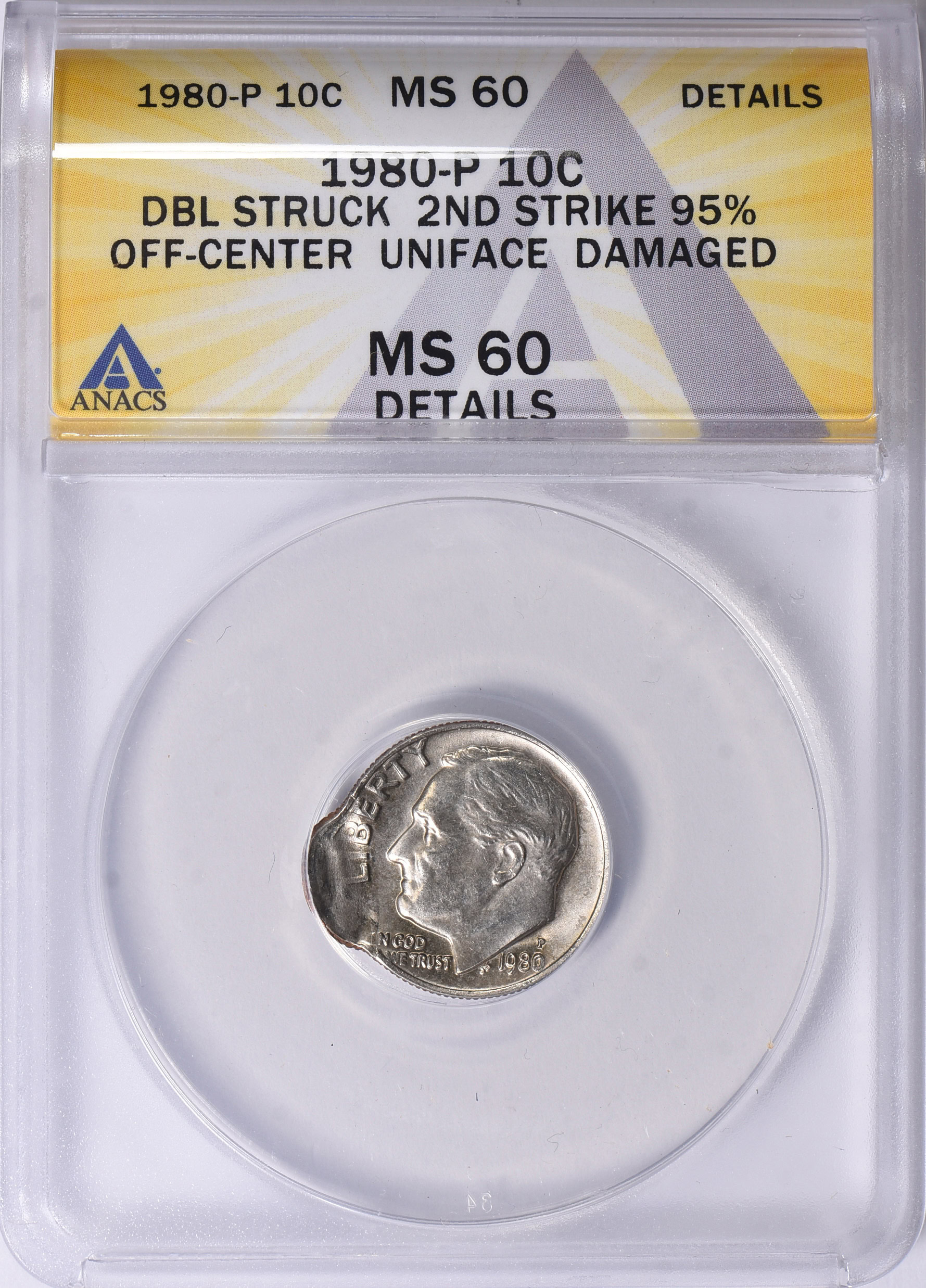 Mint Error 1980-P Roosevelt Dime Double Struck 2nd Strike 95% Off ...