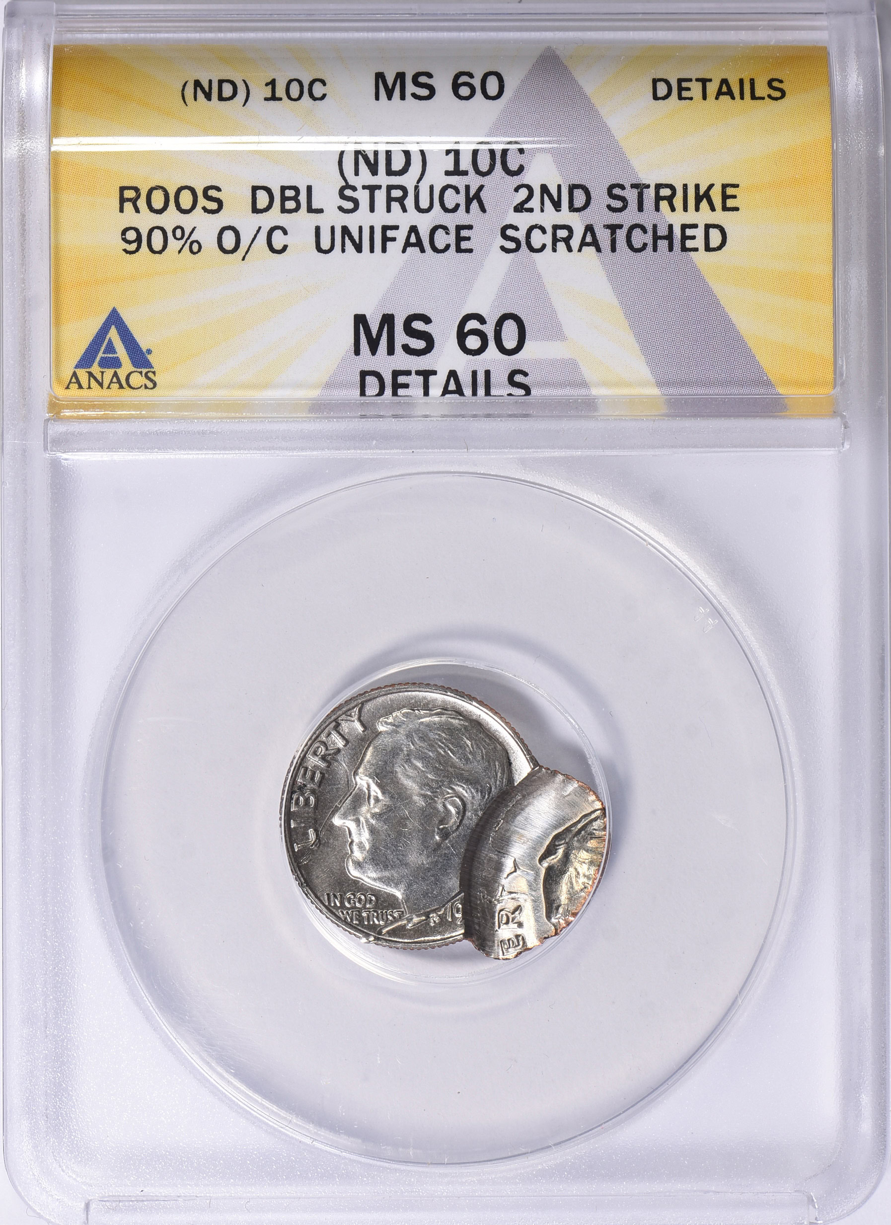 Mint Error ND Roosevelt Dime Double Struck Second 2nd Strike 90% Off ...