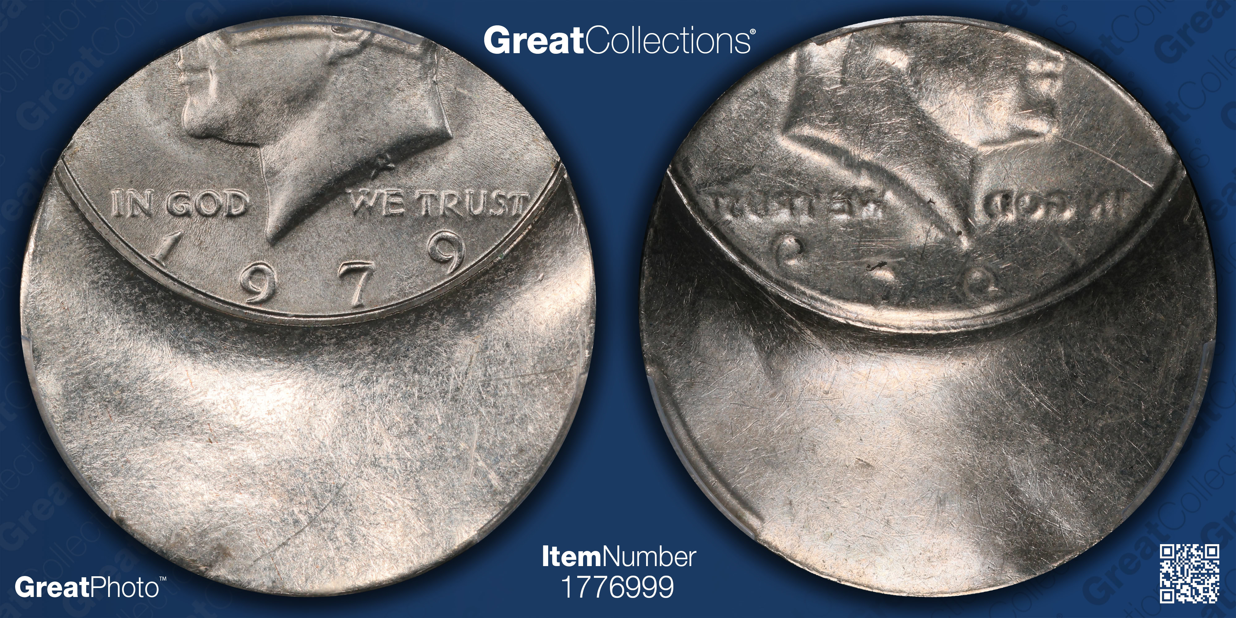 Mint Error 1979 Kennedy Half Dollar Struck 55% Off-Center on Outer Clad ...