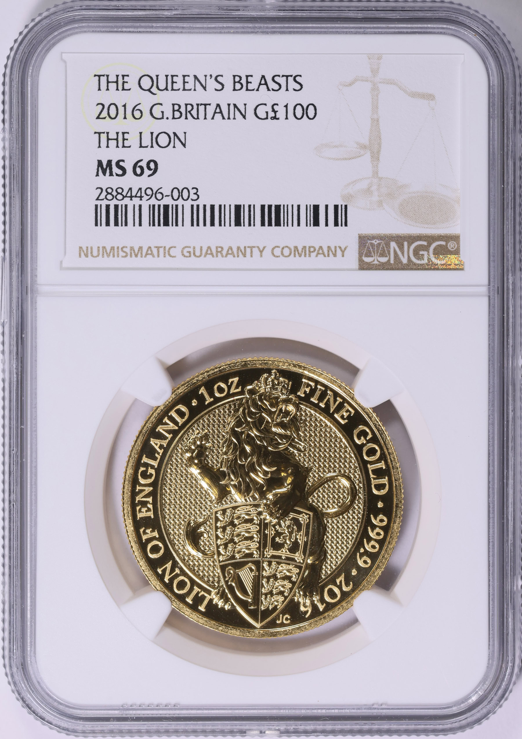 Great Britain 2016 Gold £100 The Queens Beasts Lion of England NGC MS ...