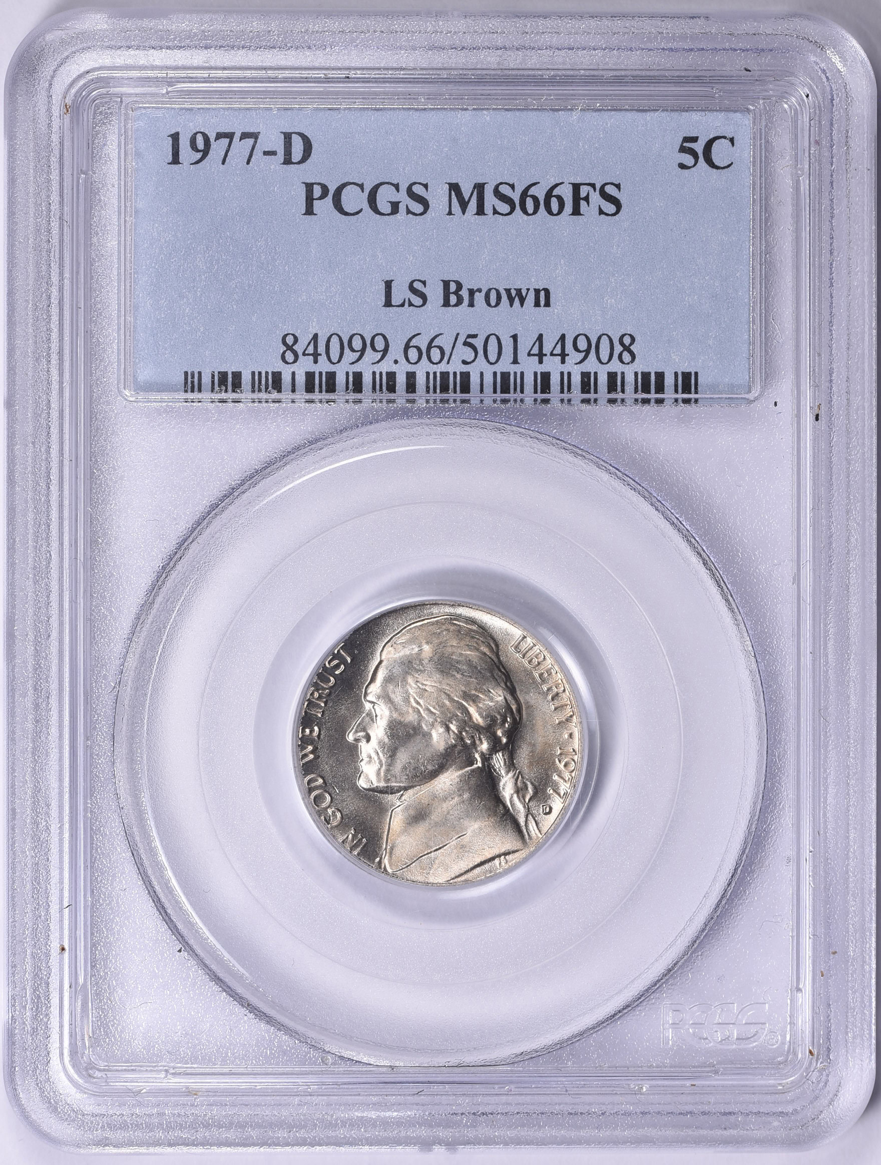 1977-D Jefferson Nickel PCGS MS-66 FS (LS Brown Collection) (Item ...