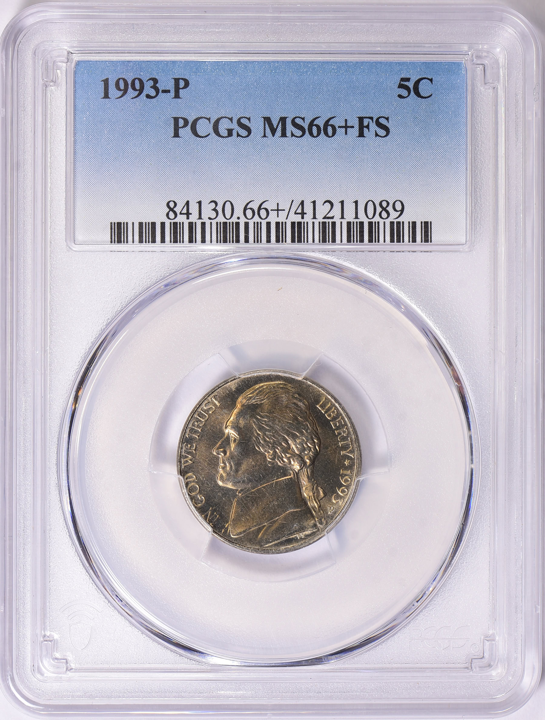 1993-P Jefferson Nickel PCGS MS-66+ FS (Toned) (Item 1777128 ...