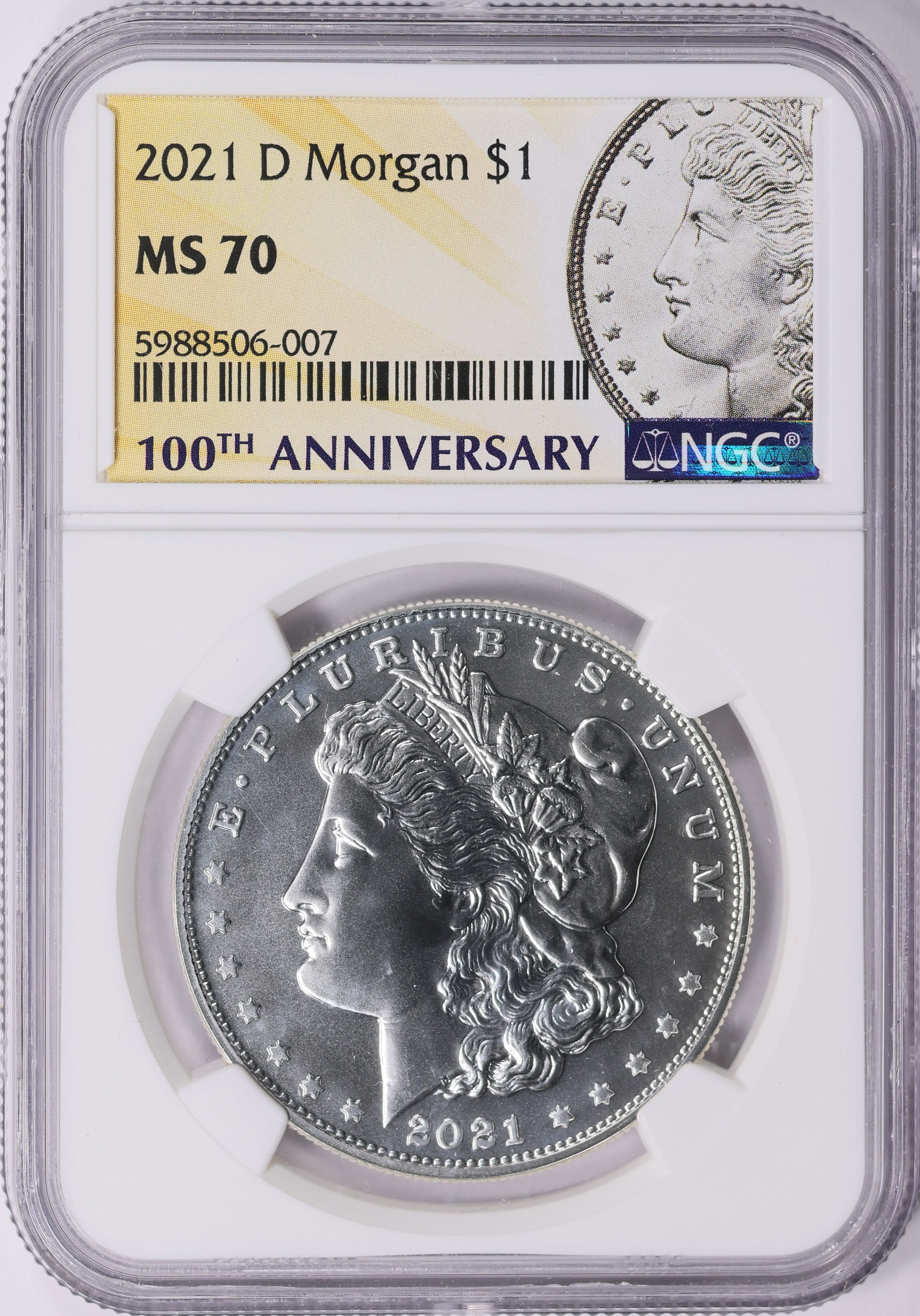 2021-D Morgan Silver Dollar 100th Anniversary NGC MS-70 (Item 1777143) | GreatCollections Coin ...
