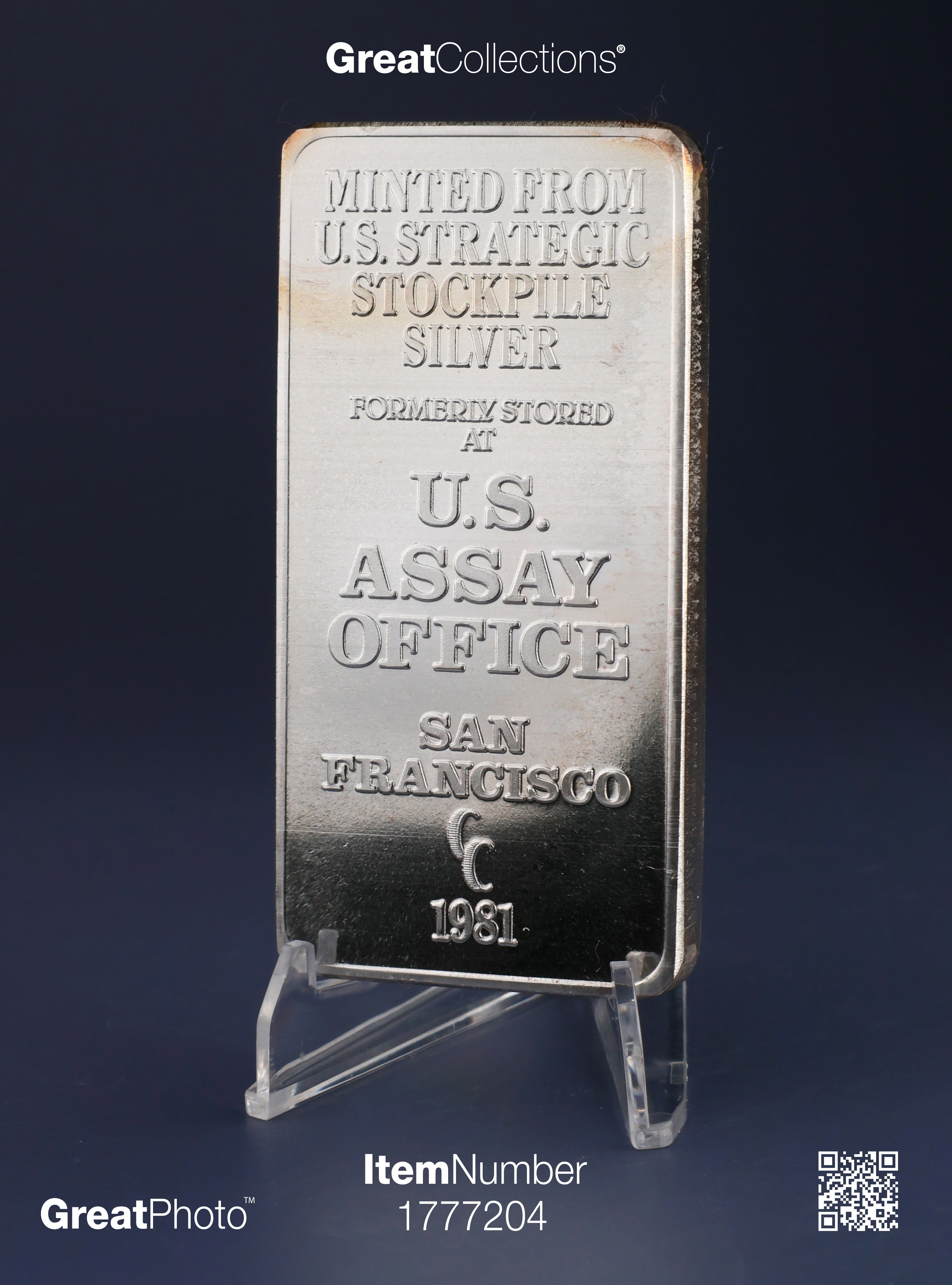 1981 Silver 10oz Private Mint Ingot/Bar Uncertified (ASW = 9.999 oz ...