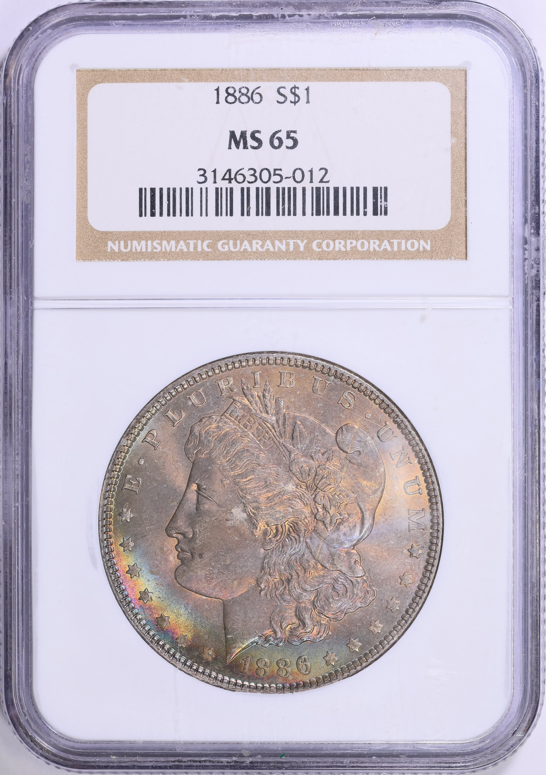 1886 Morgan Silver Dollar NGC MS-65 (Toned) (Item 1777268) | GreatCollections Coin Auctions