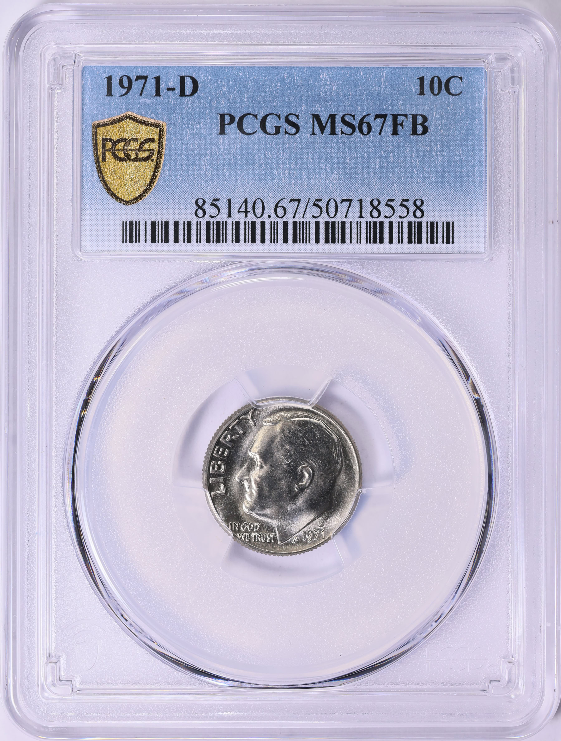 1971-D Roosevelt Dime PCGS MS-67 FB (Item 1777292) | GreatCollections Coin Auctions