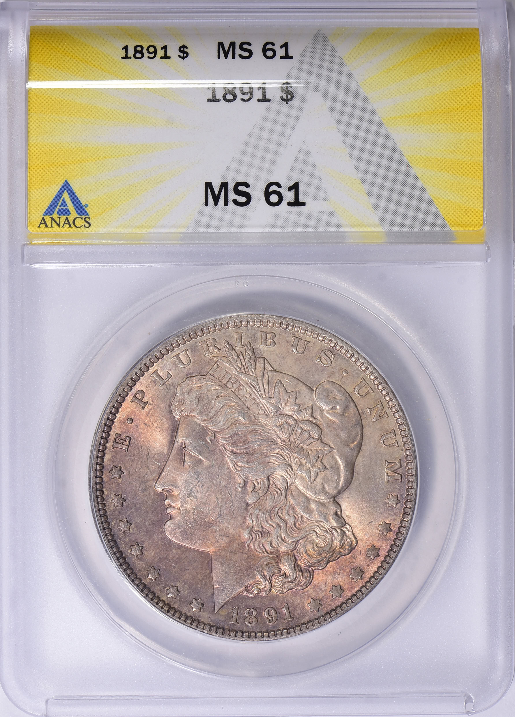 1891 Morgan Silver Dollar ANACS MS-61 (Toned) (Item 1777426) | GreatCollections Coin Auctions