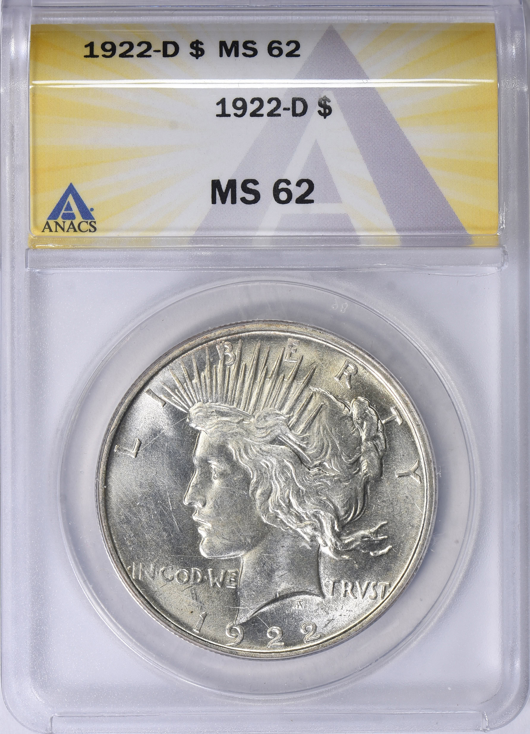 1922-D Peace Silver Dollar ANACS MS-62 (Item 1777444 ...