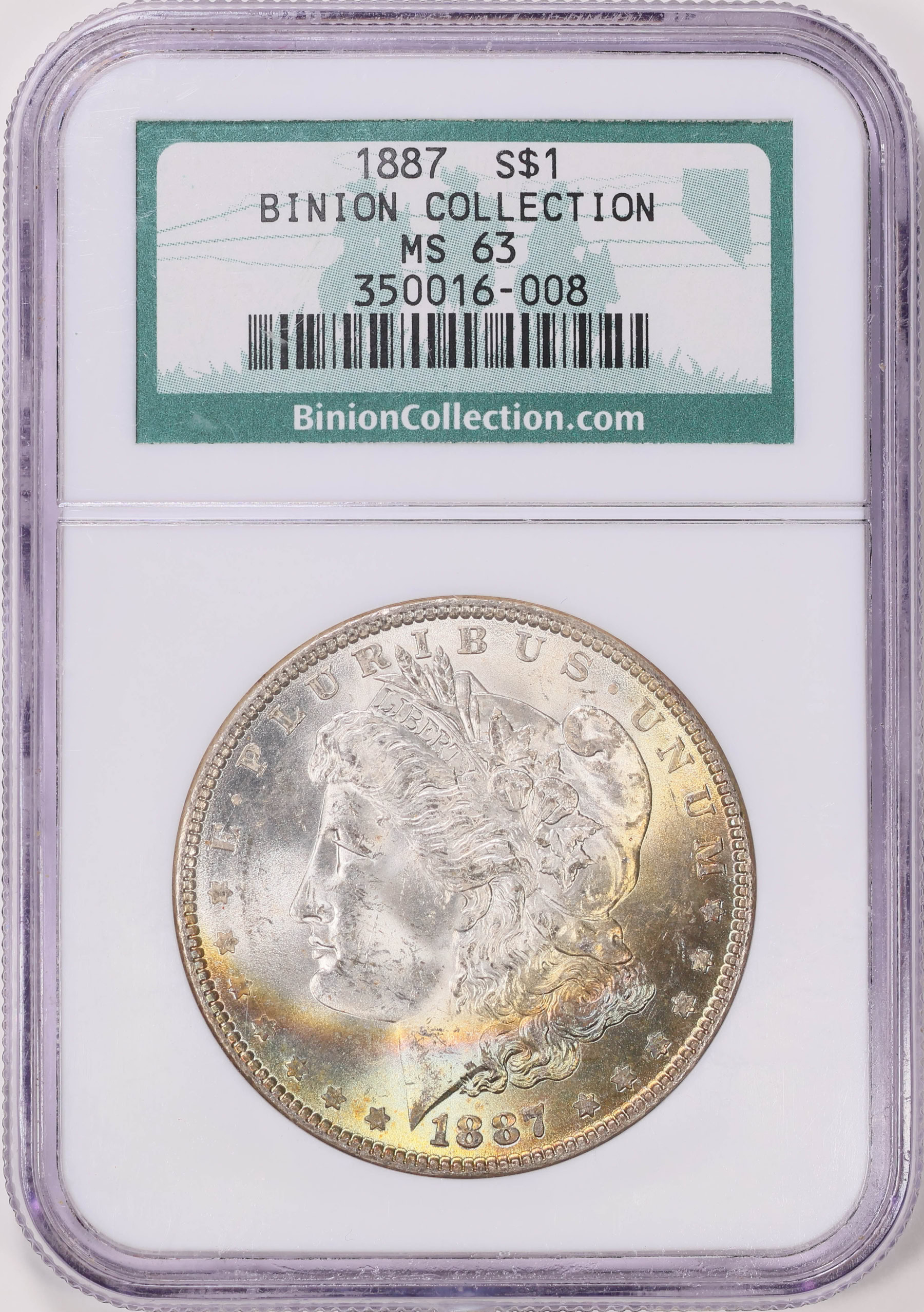 1887 Morgan Silver Dollar NGC MS-63 (Toned) (Binion Collection) (Item 1777493 ...