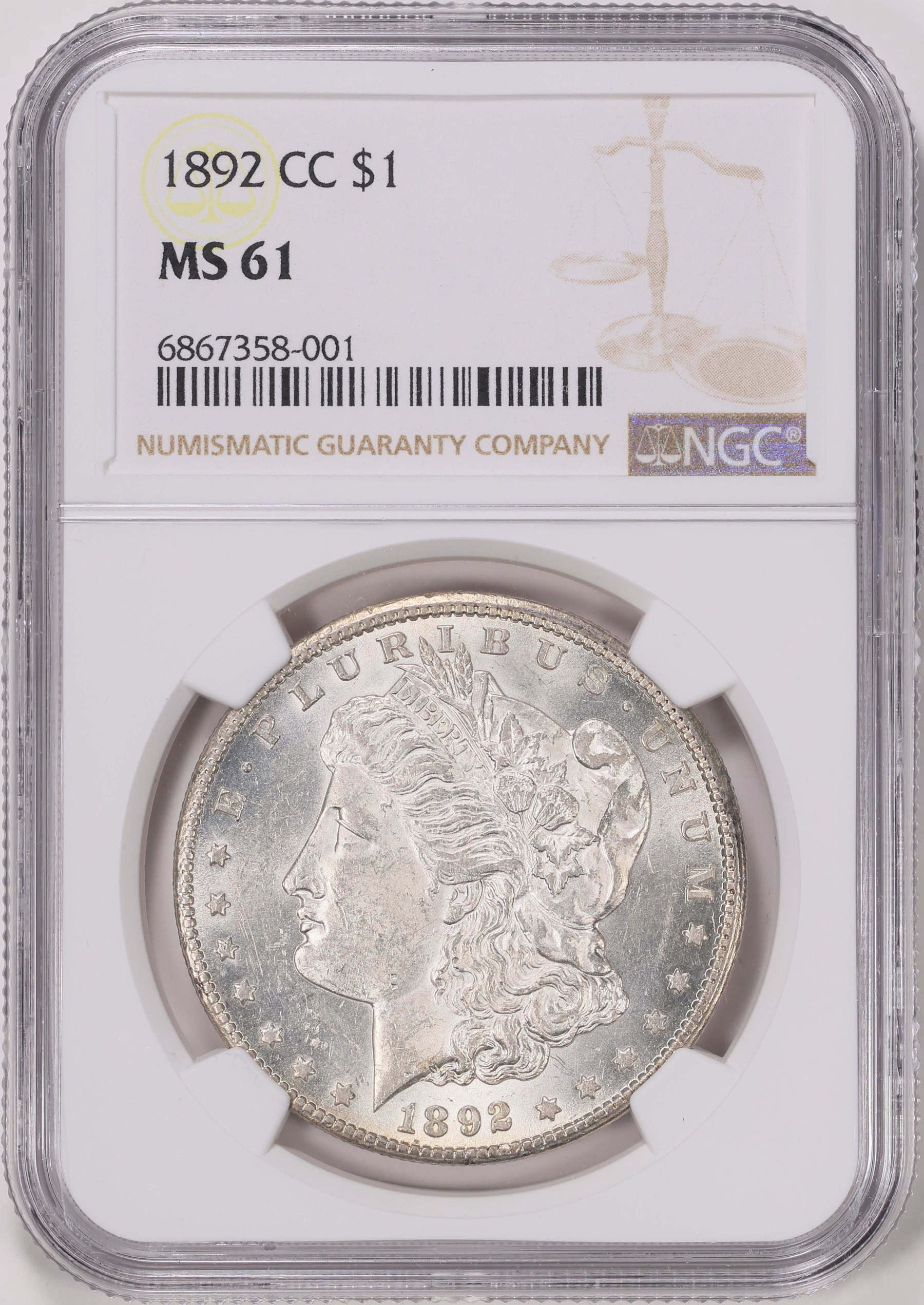 1892-CC Morgan Silver Dollar NGC MS-61 (Item 1777495) | GreatCollections Coin Auctions