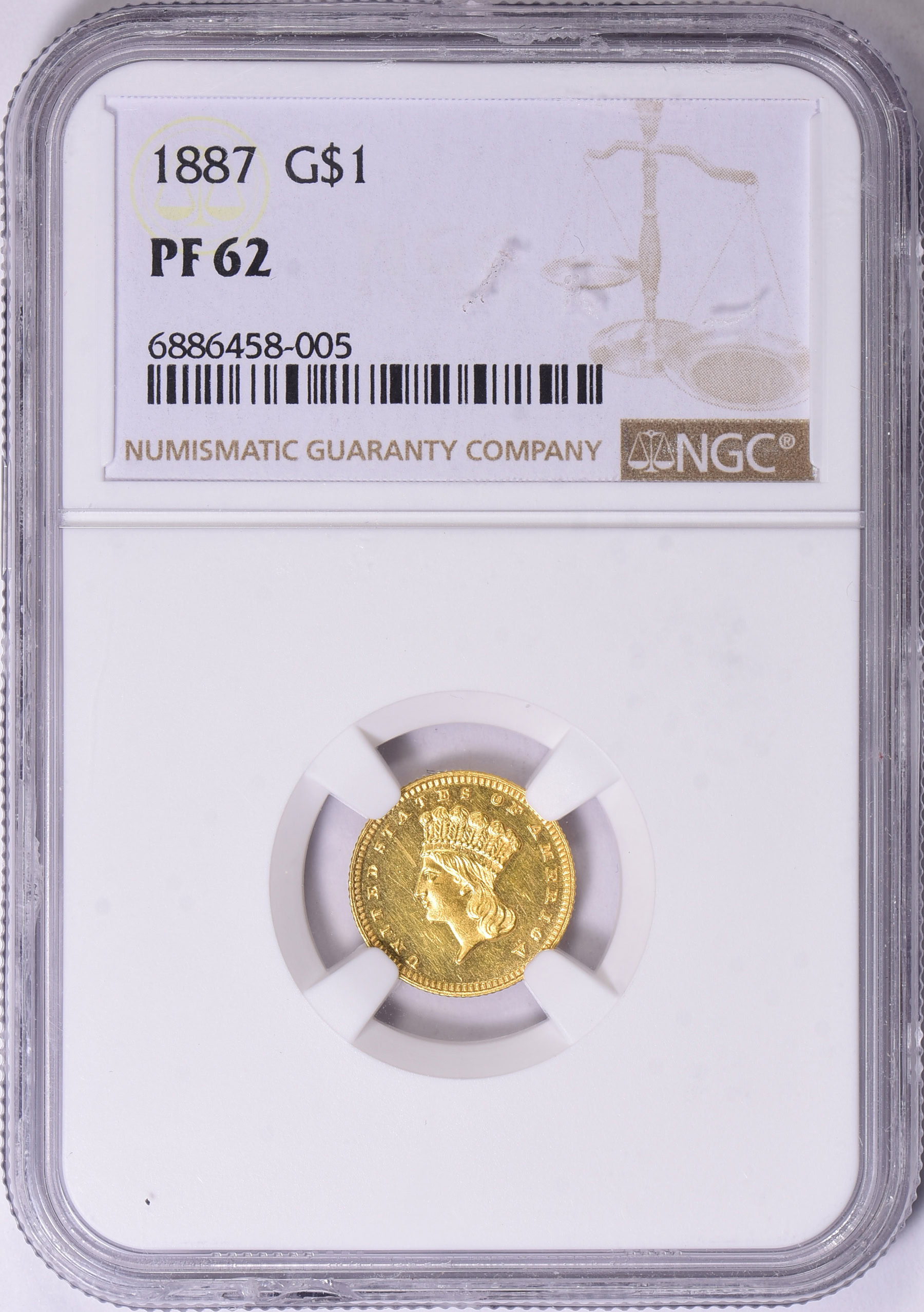 1887 Indian Princess Gold Dollar NGC Proof-62 (Item 1777538 ...