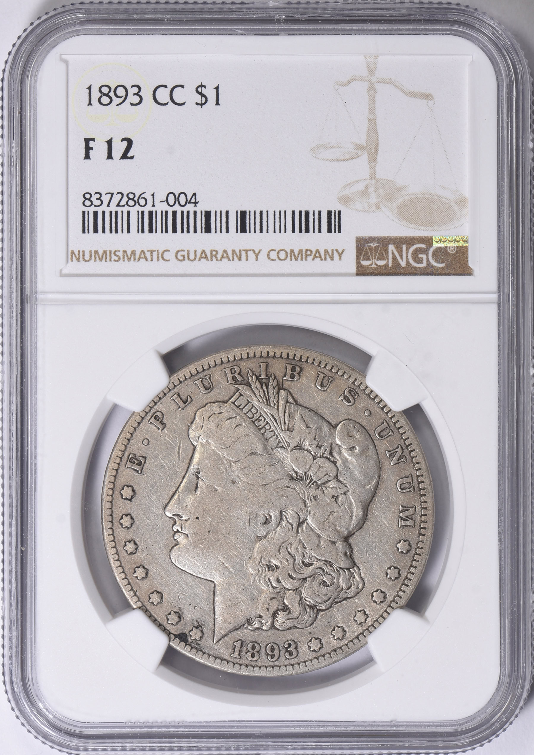 1893-CC Morgan Silver Dollar NGC F-12 (Item 1777542) | GreatCollections Coin Auctions