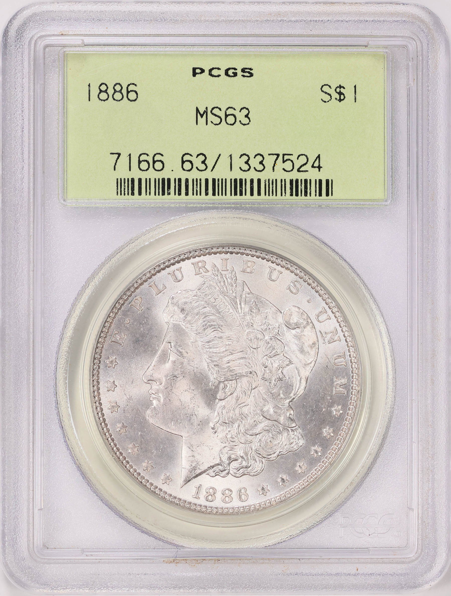 1886 Morgan Silver Dollar PCGS MS-63 OGH (Item 1777566) | GreatCollections Coin Auctions