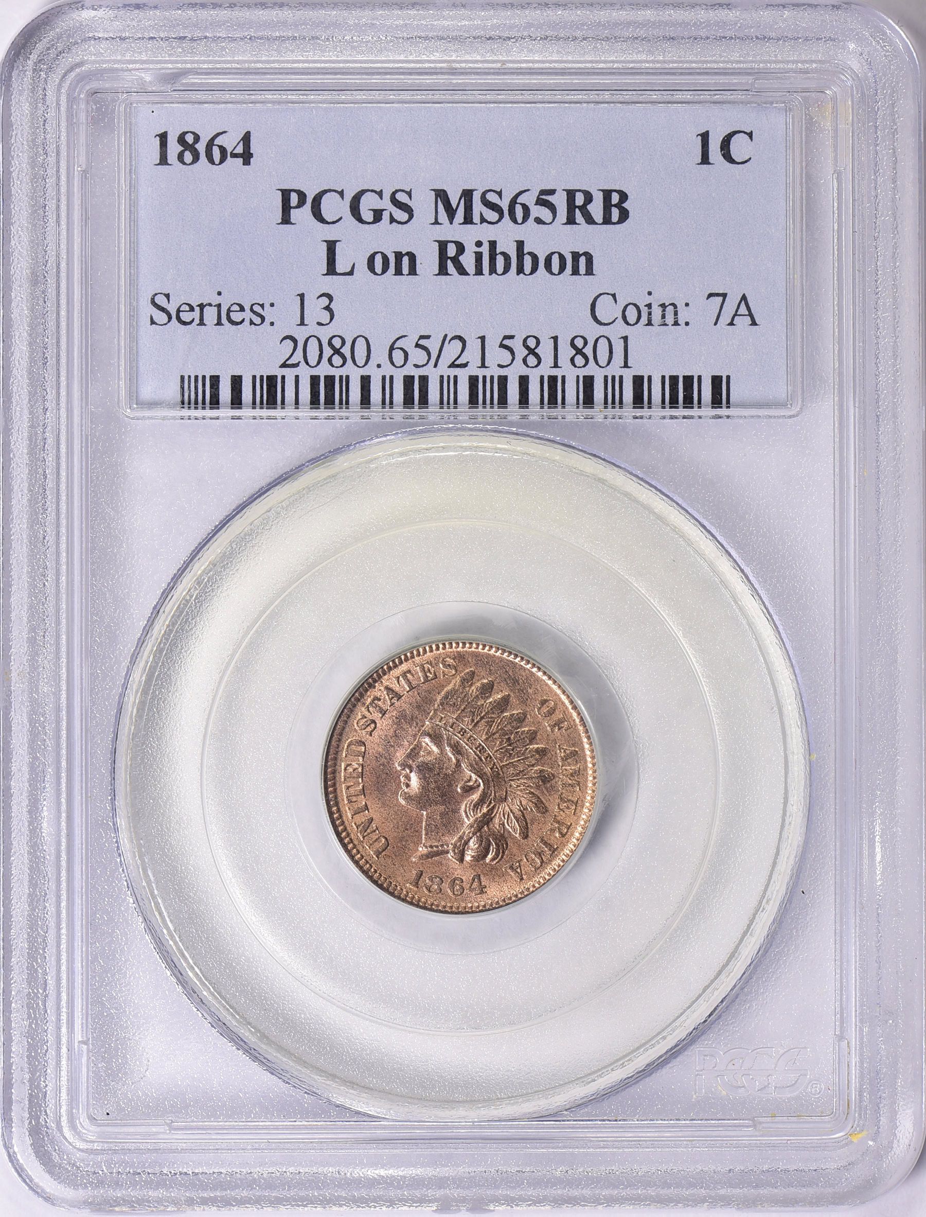 1864 Indian Cent L on Ribbon PCGS MS-65 RB (Item 1777586 ...